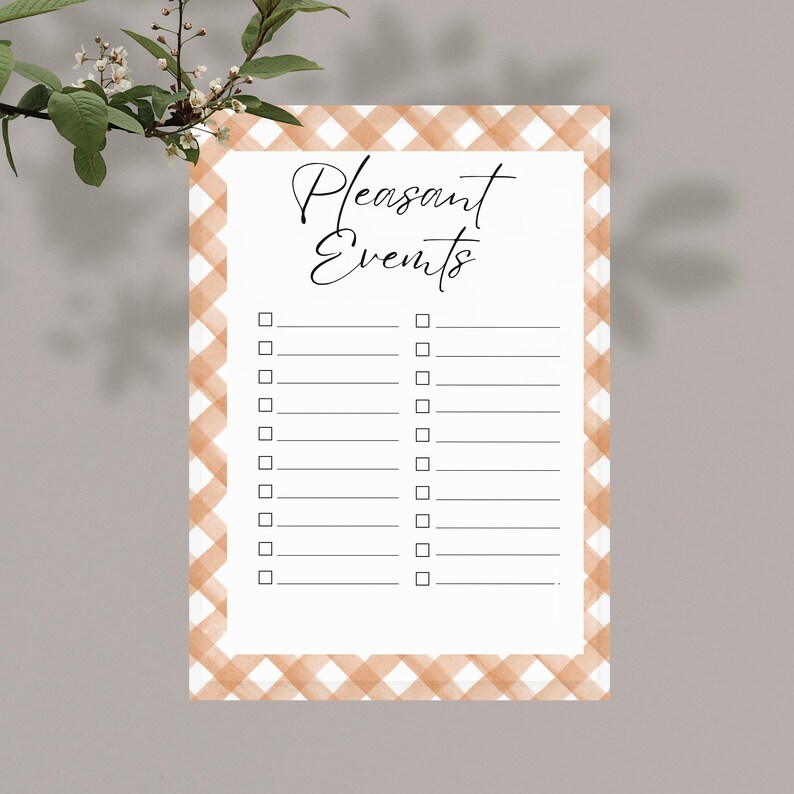 Self-care Checklist, Pleasant Events, Activity Planner (printable) - Etsy
