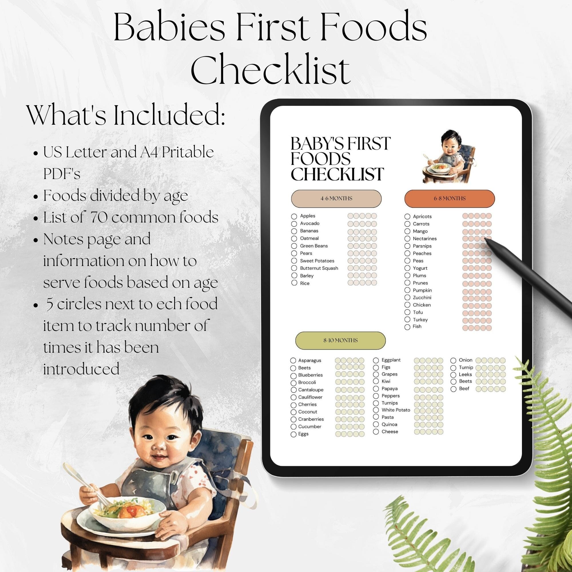 Baby's First Foods Checklist Printable Common Allergies, Baby Boy, Baby ...