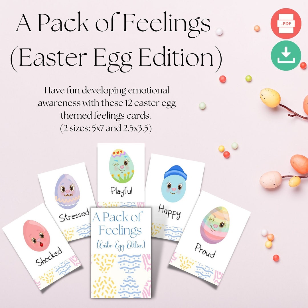12 Cards for Emotional Awareness PRINTABLE | 12 Easter Egg Card Set ...