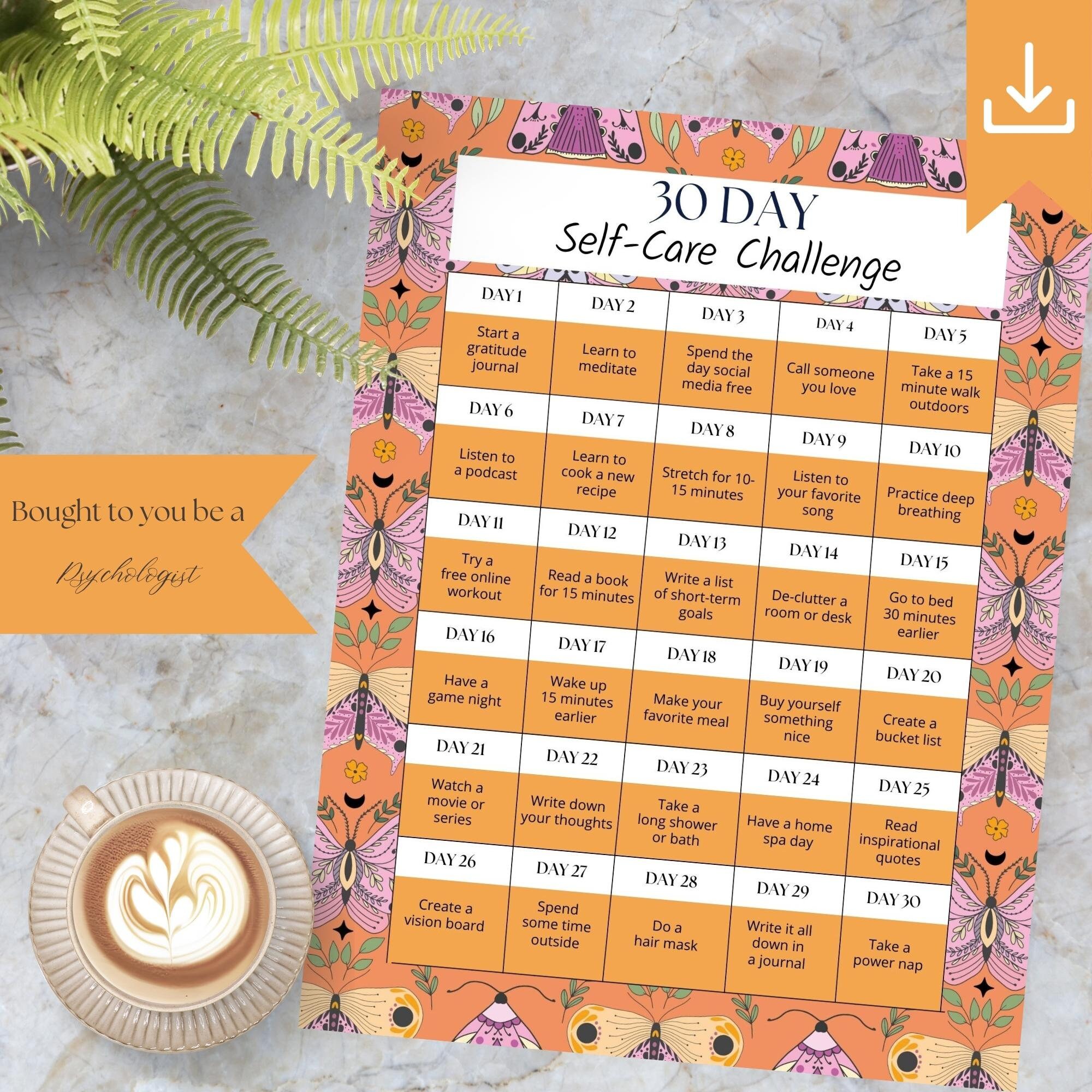 30 Days of Self-care Printable I Self-care I Self-development I ...