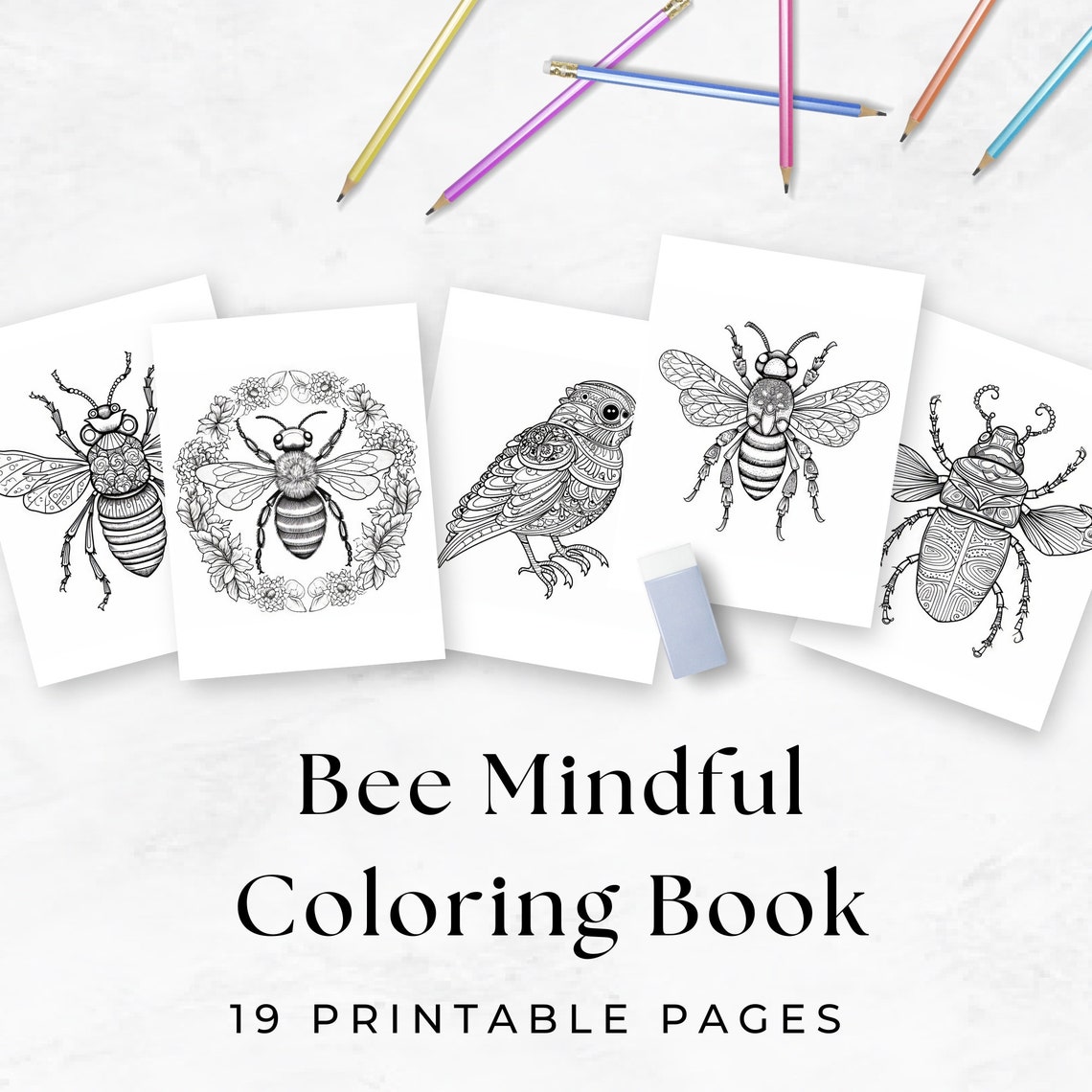 Adult Coloring Pages, Insect Themed Coloring Printable, Colouring ...