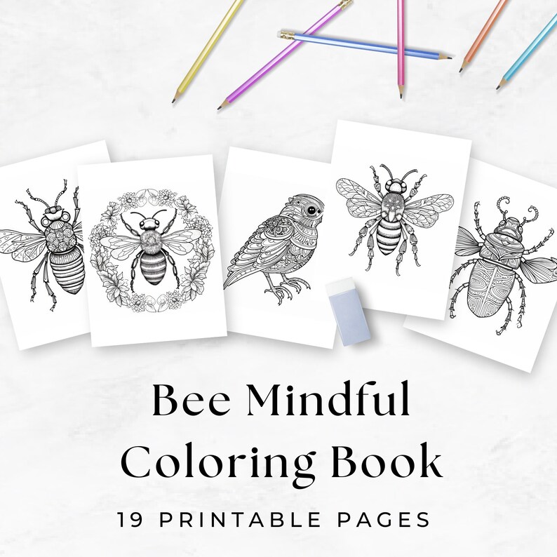 Adult Coloring Pages Insect Themed Coloring Printable - Etsy