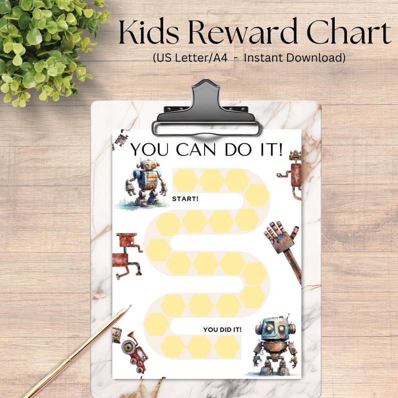 Printable Robot Reward Chart, Kids Chore Chart (PDF Instant Download ...