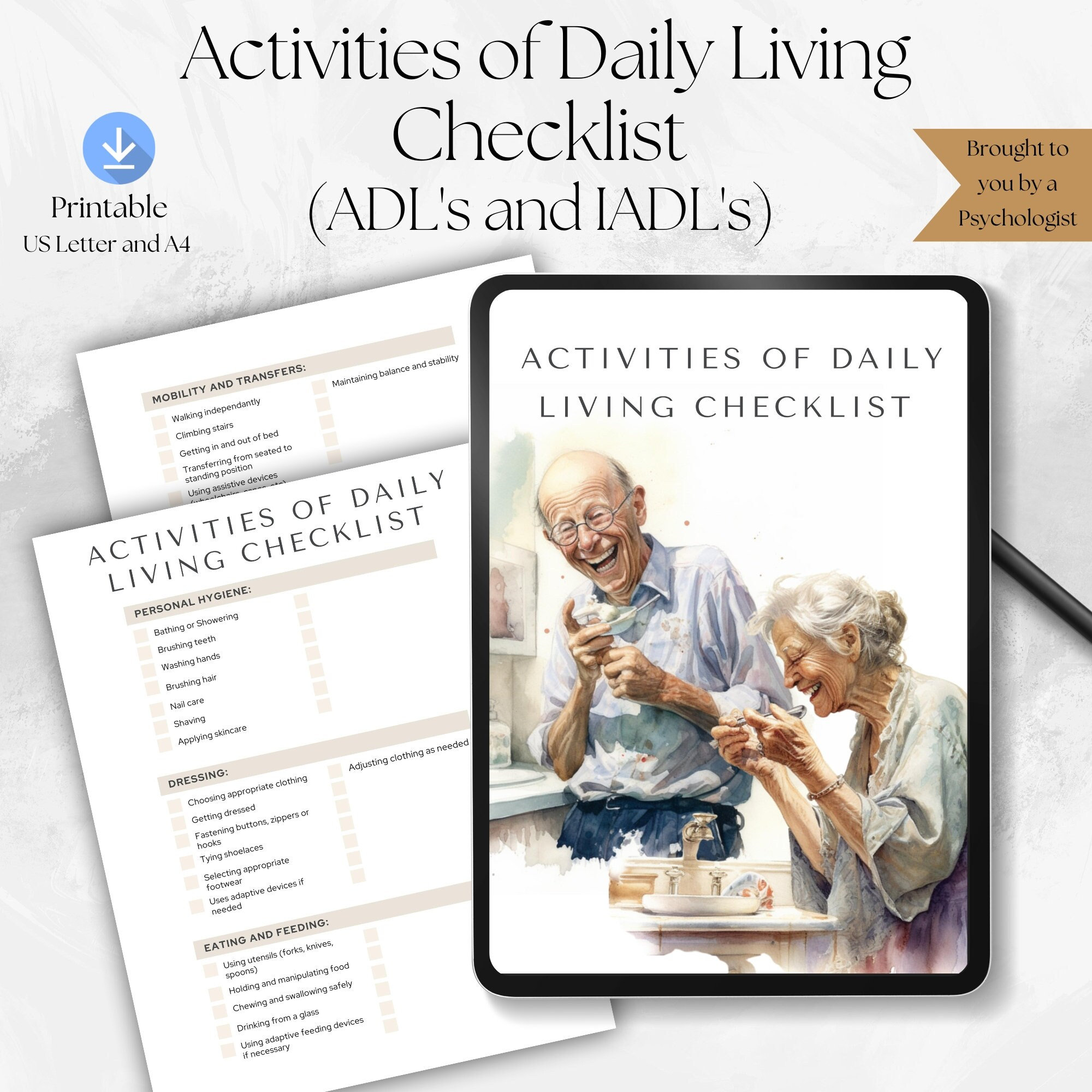 Activities of Daily Living Checklist Senior Home Health - Etsy
