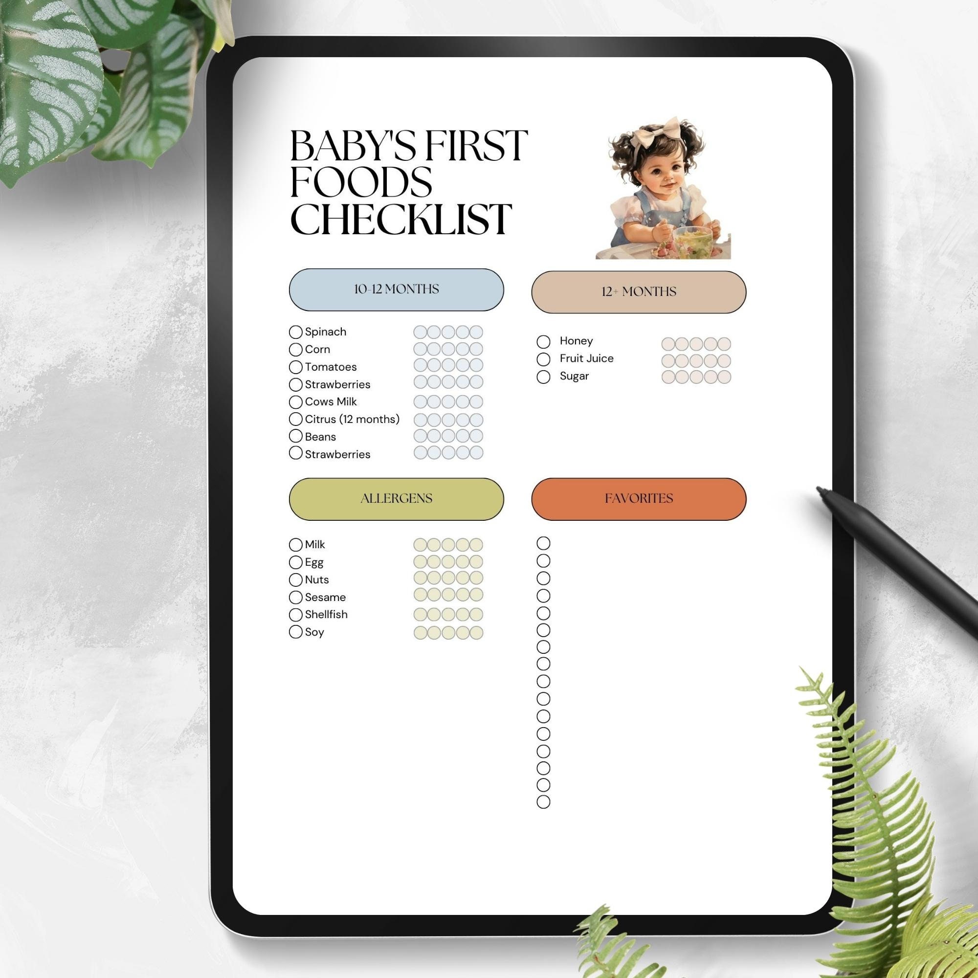 Baby's First Solid Food Checklist Printable | Common Allergies, Baby ...