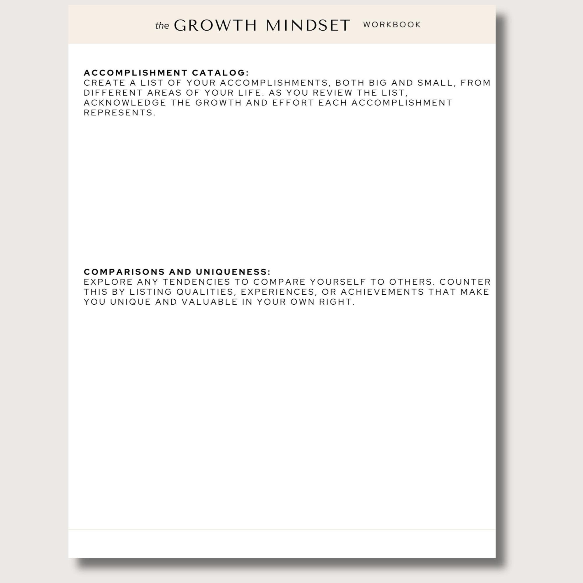 Growth Mindset Workbook for Adults, Self-worth Worksheets, Therapy ...