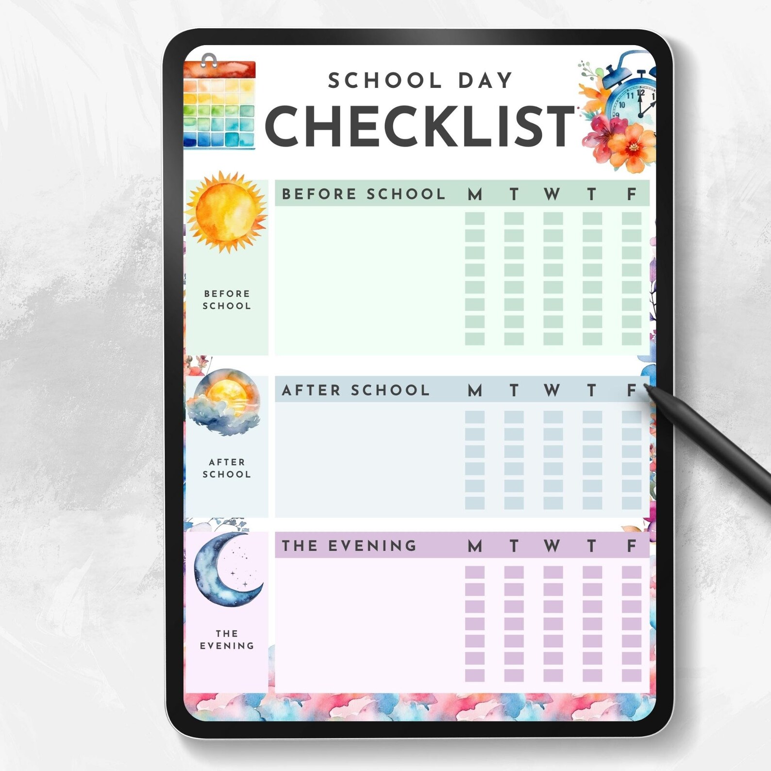 Daily Routine Checklist for Kids Back to School Editable Printable Kids ...