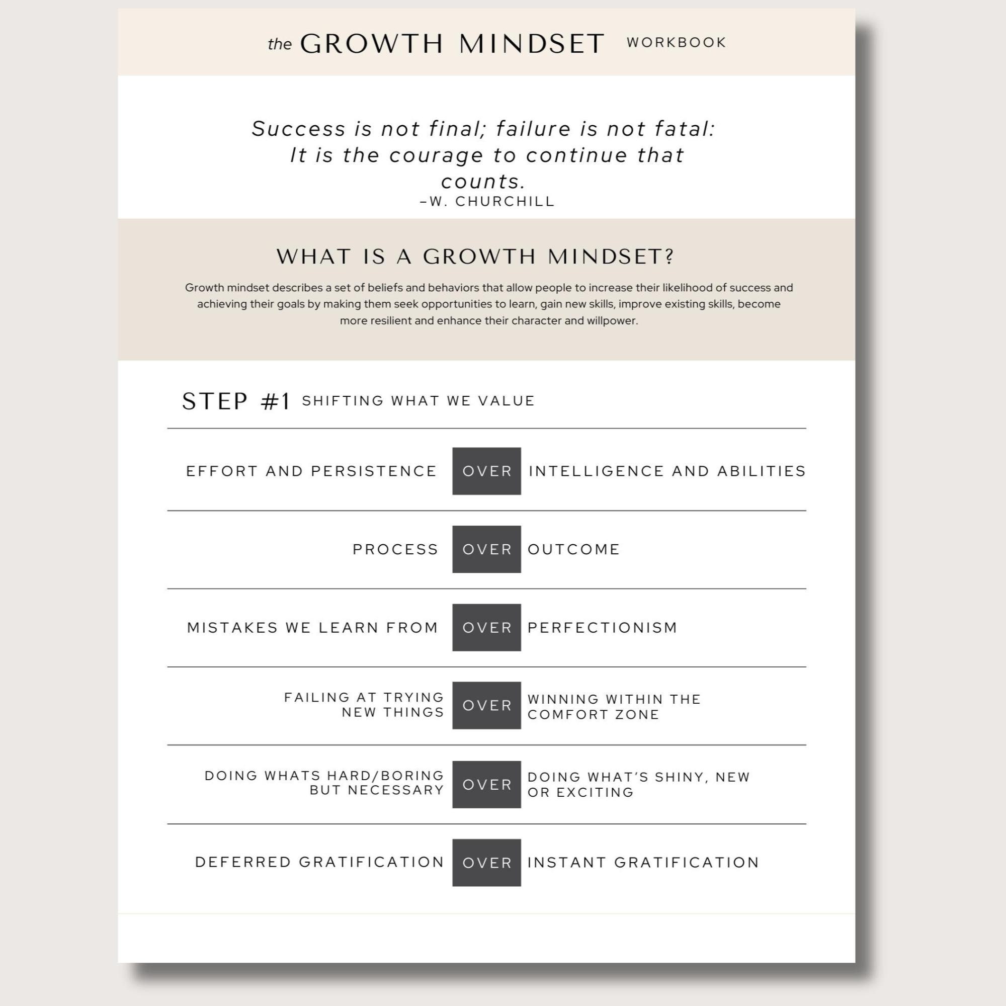 Growth Mindset Workbook for Adults, Self-worth Worksheets, Therapy ...