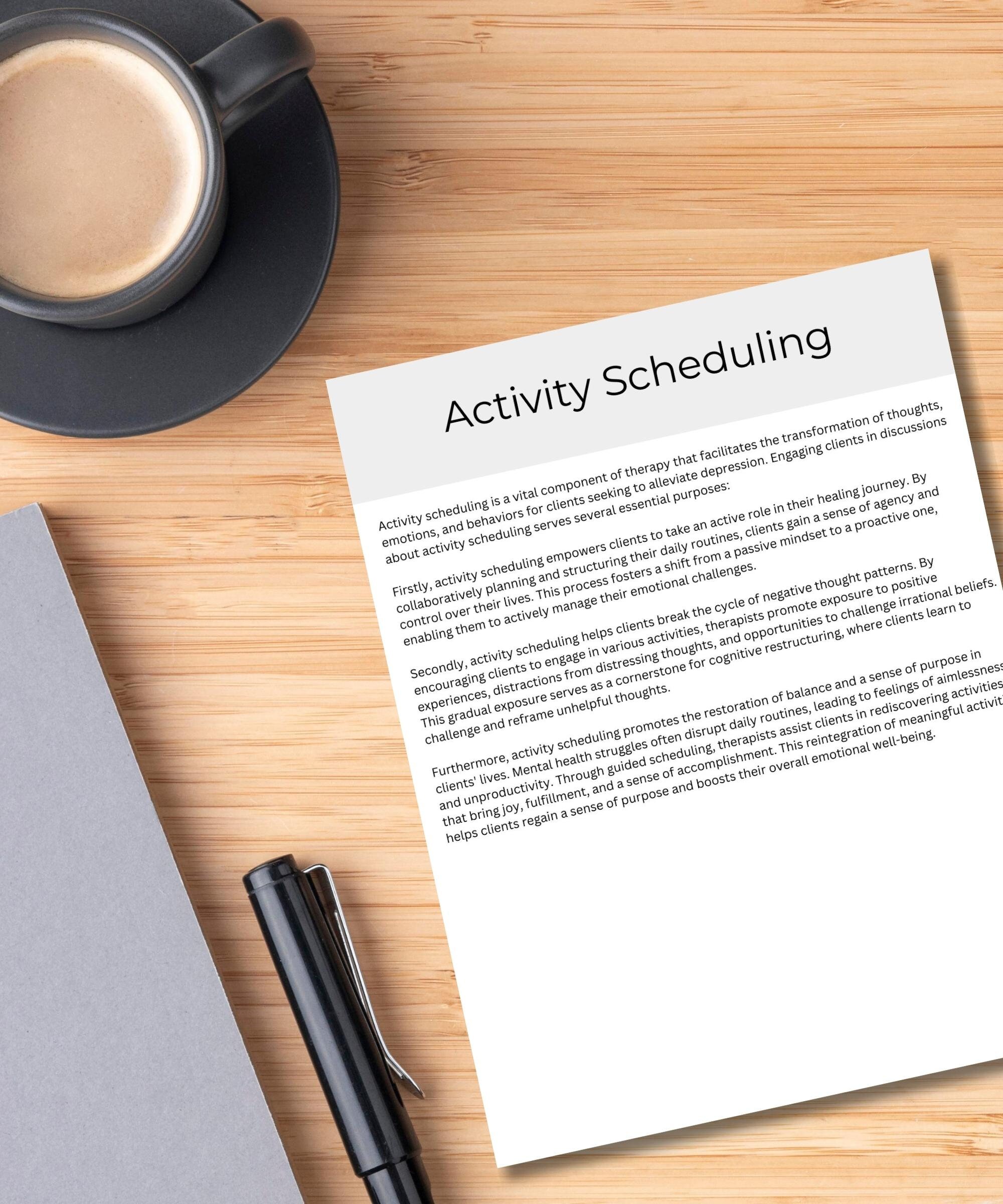 Depression Worksheets Adults, Pleasant Events and Activity Scheduling Handouts, Anxiety, Therapy ...