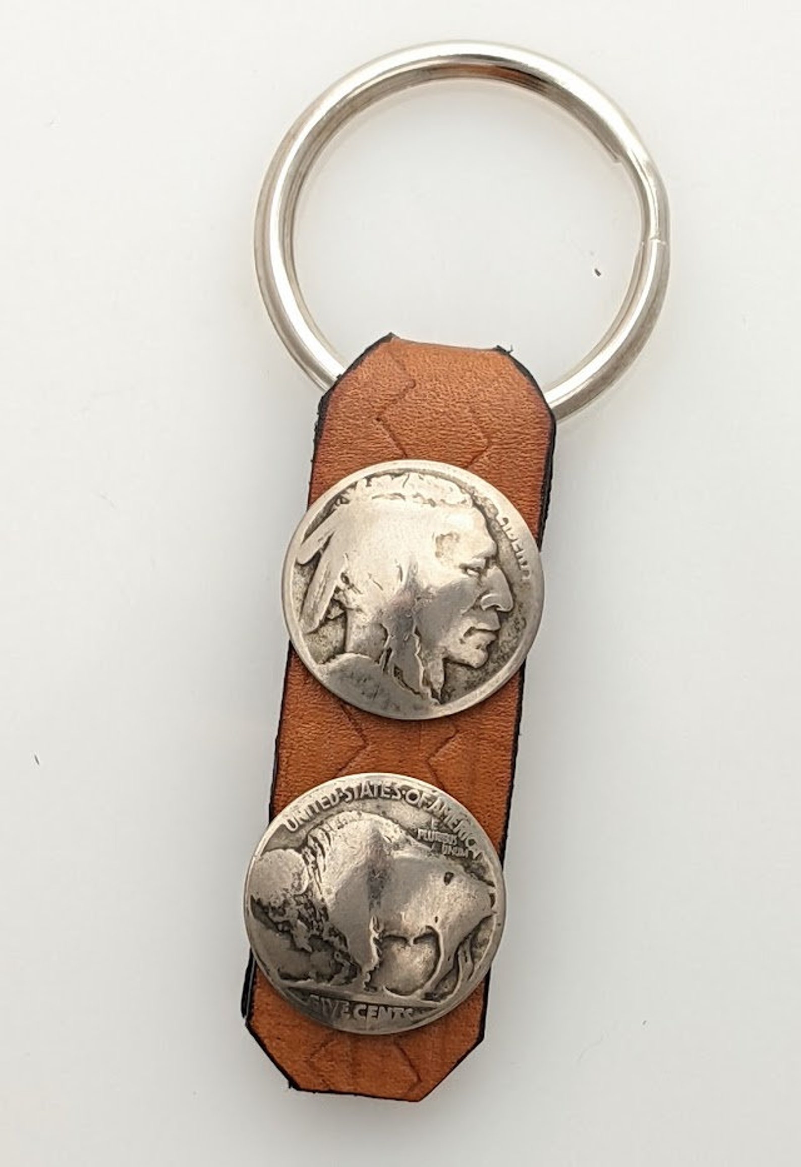 Vintage Nickel Double Coin Keychain - Etsy