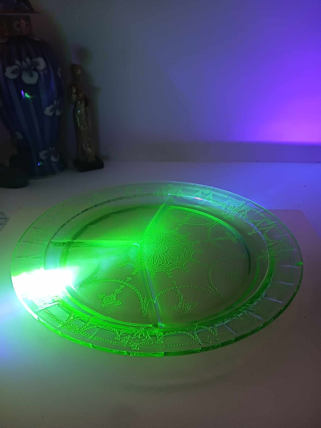1930s Three Sectional Uranium Serving Plate - Etsy