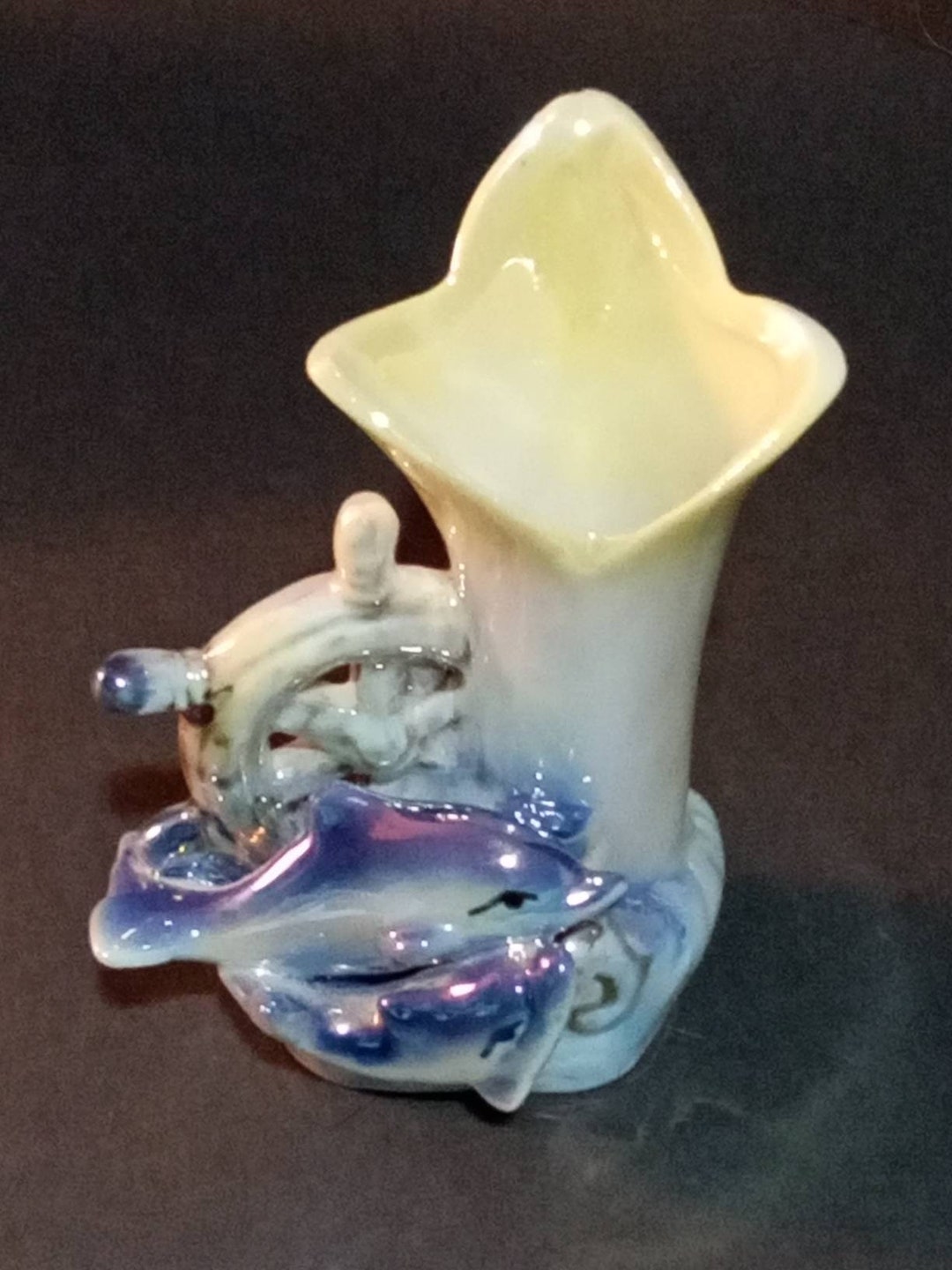 Vintage Lusterware Dolphin Vase With Captains Wheel - Etsy