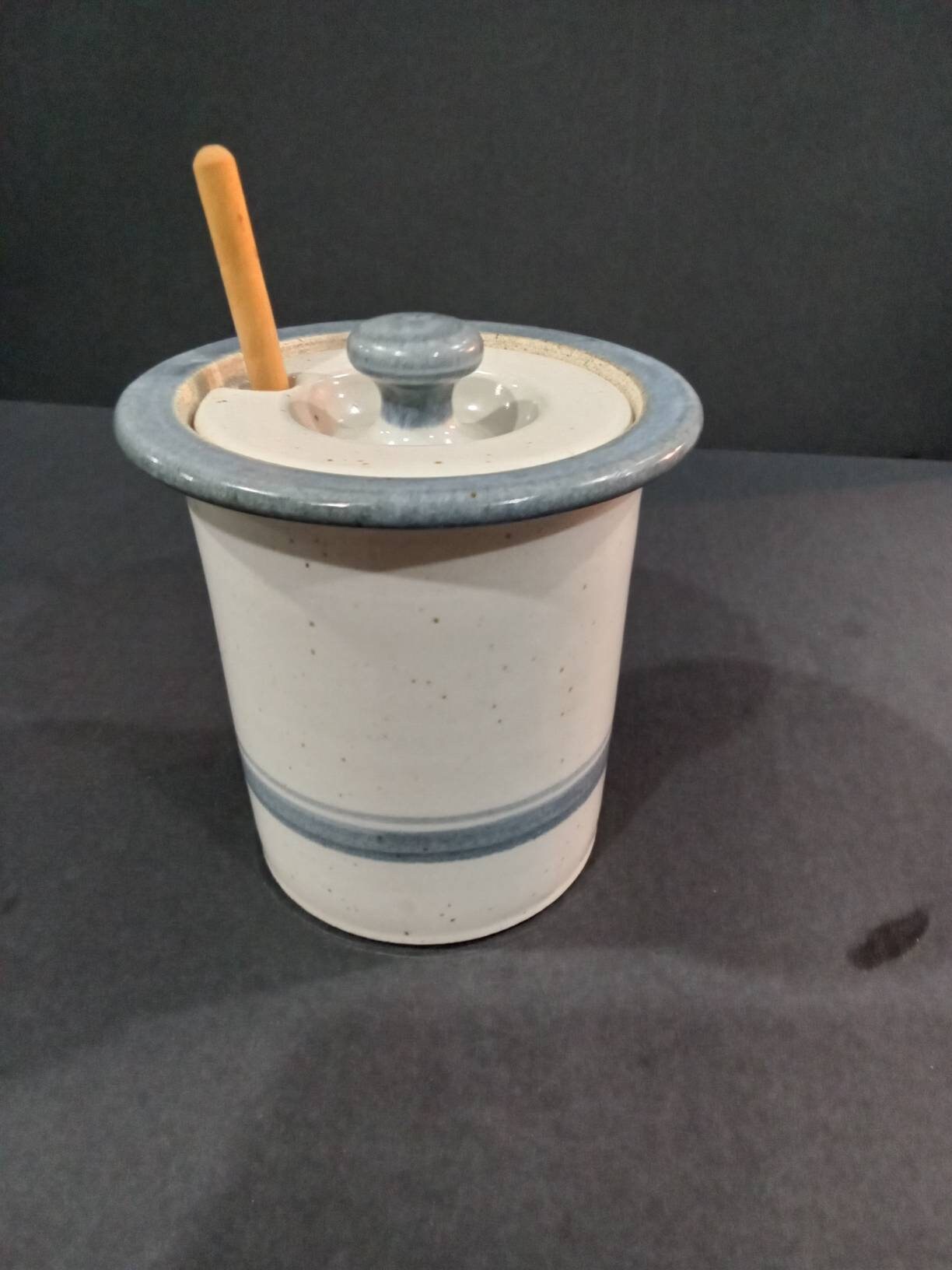 Vintage Japanese Style Stoneware Ceramic Honey Jar With Beehive Ladel ...