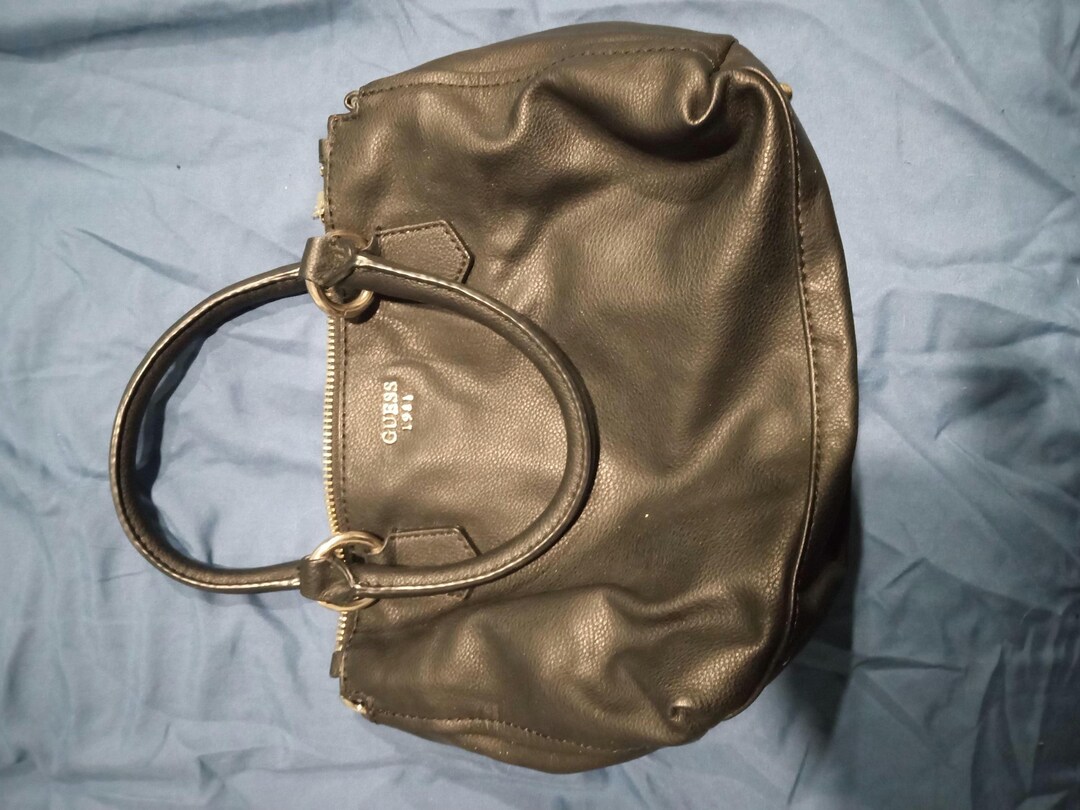 Black Leather Guess Hand Bag - Etsy
