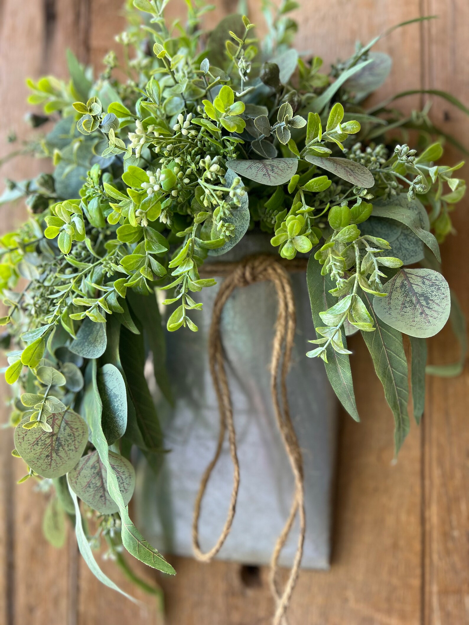 Mixed Eucalyptus Greenery Basket for Front Door, Everyday Greenery ...