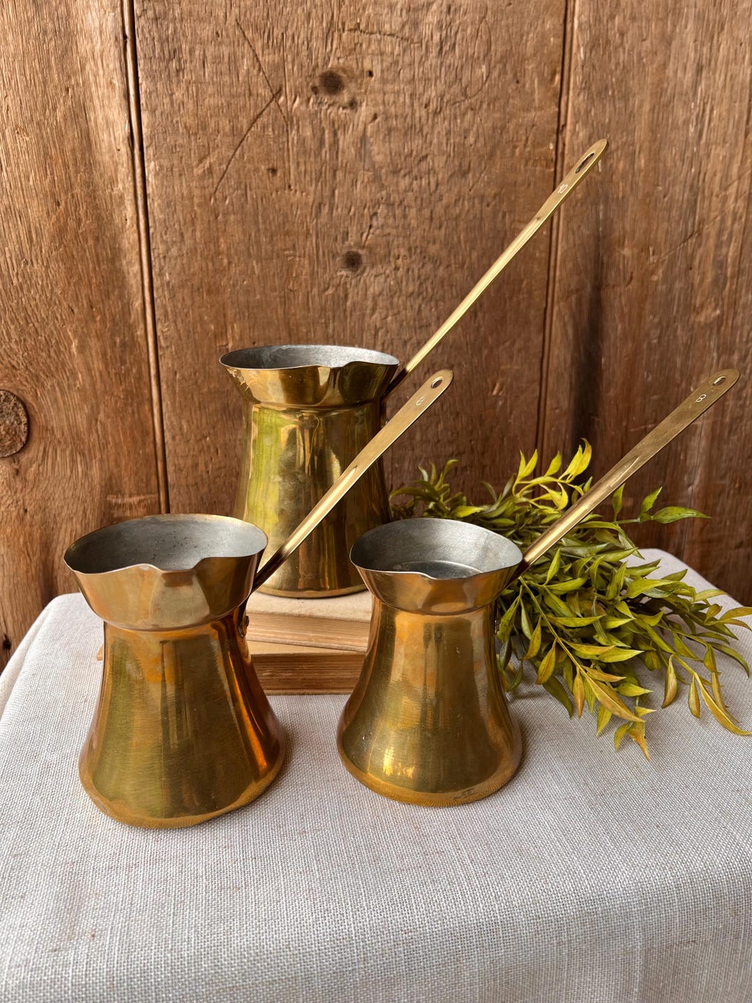 Vintage Brass Side Pour Ladles/pots, Set of 3 With Marking 's 10, and ...