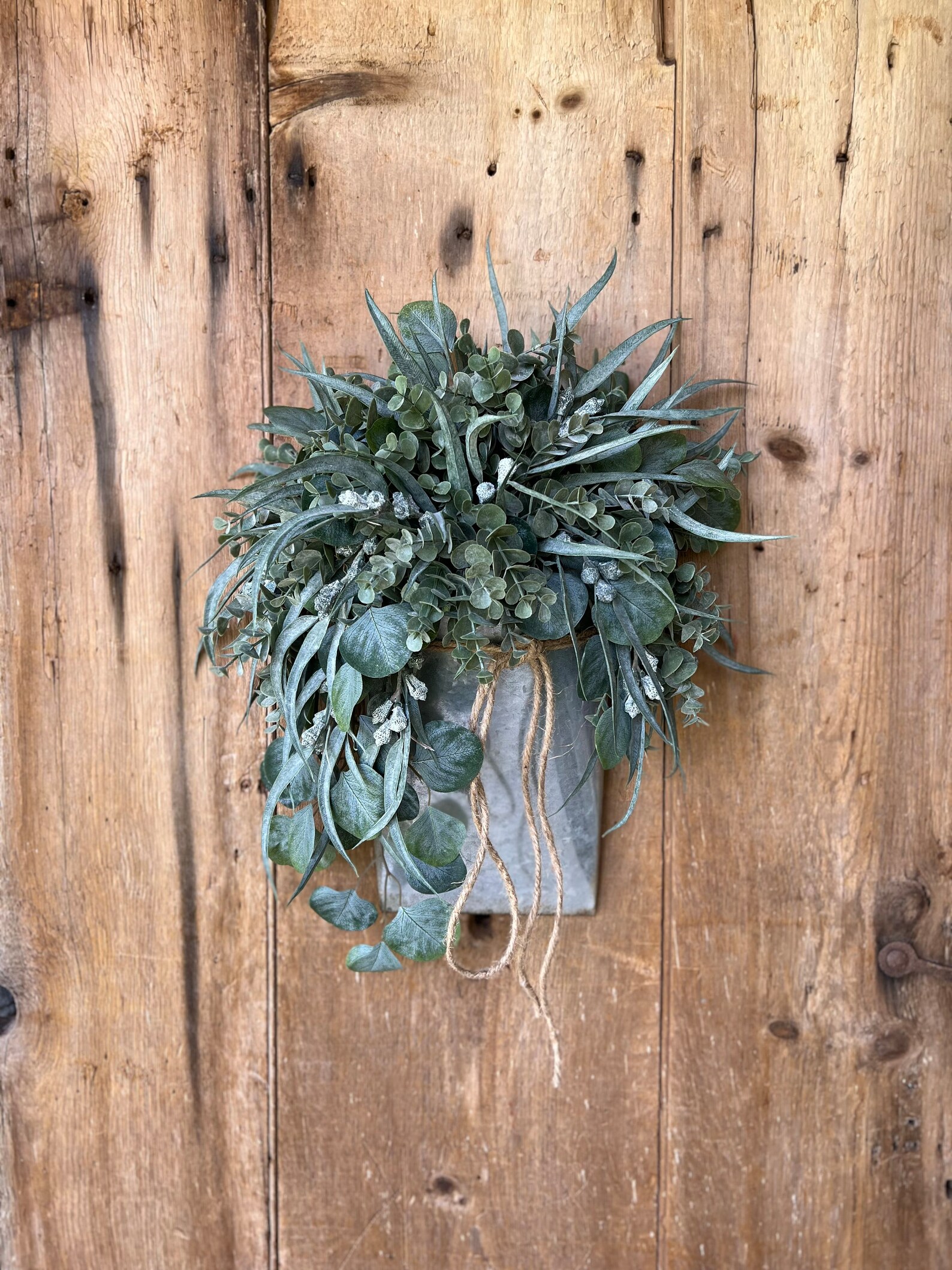 Mixed Eucalyptus Greenery Basket for Front Door, Everyday Greenery ...