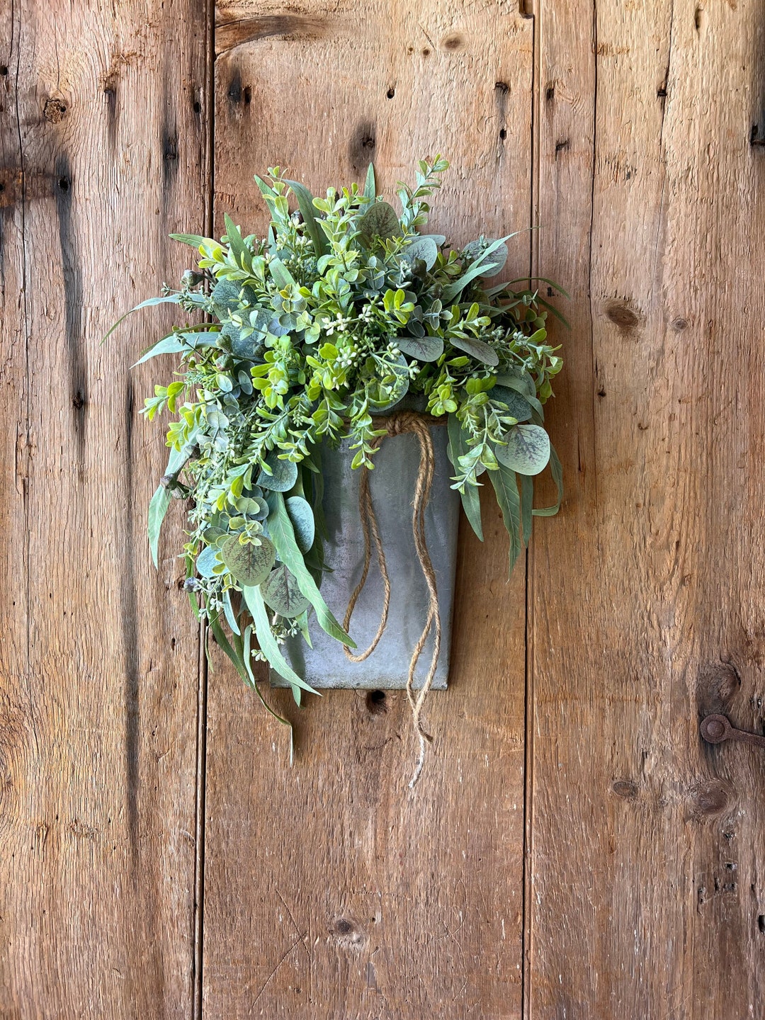 Mixed Eucalyptus Greenery Basket for Front Door, Everyday Greenery ...