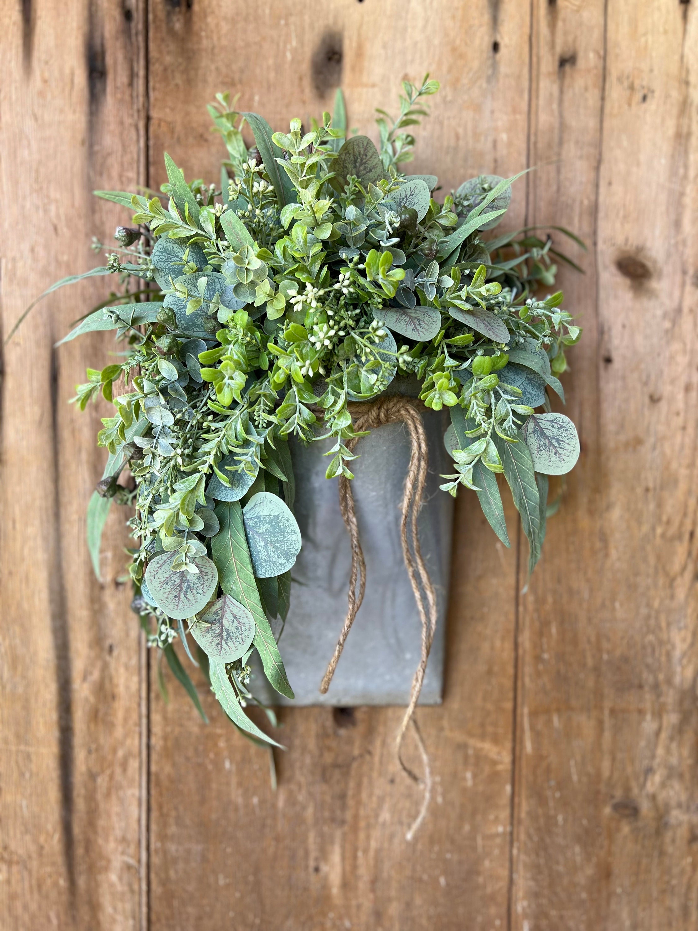 Mixed Eucalyptus Greenery Basket for Front Door, Everyday Greenery ...