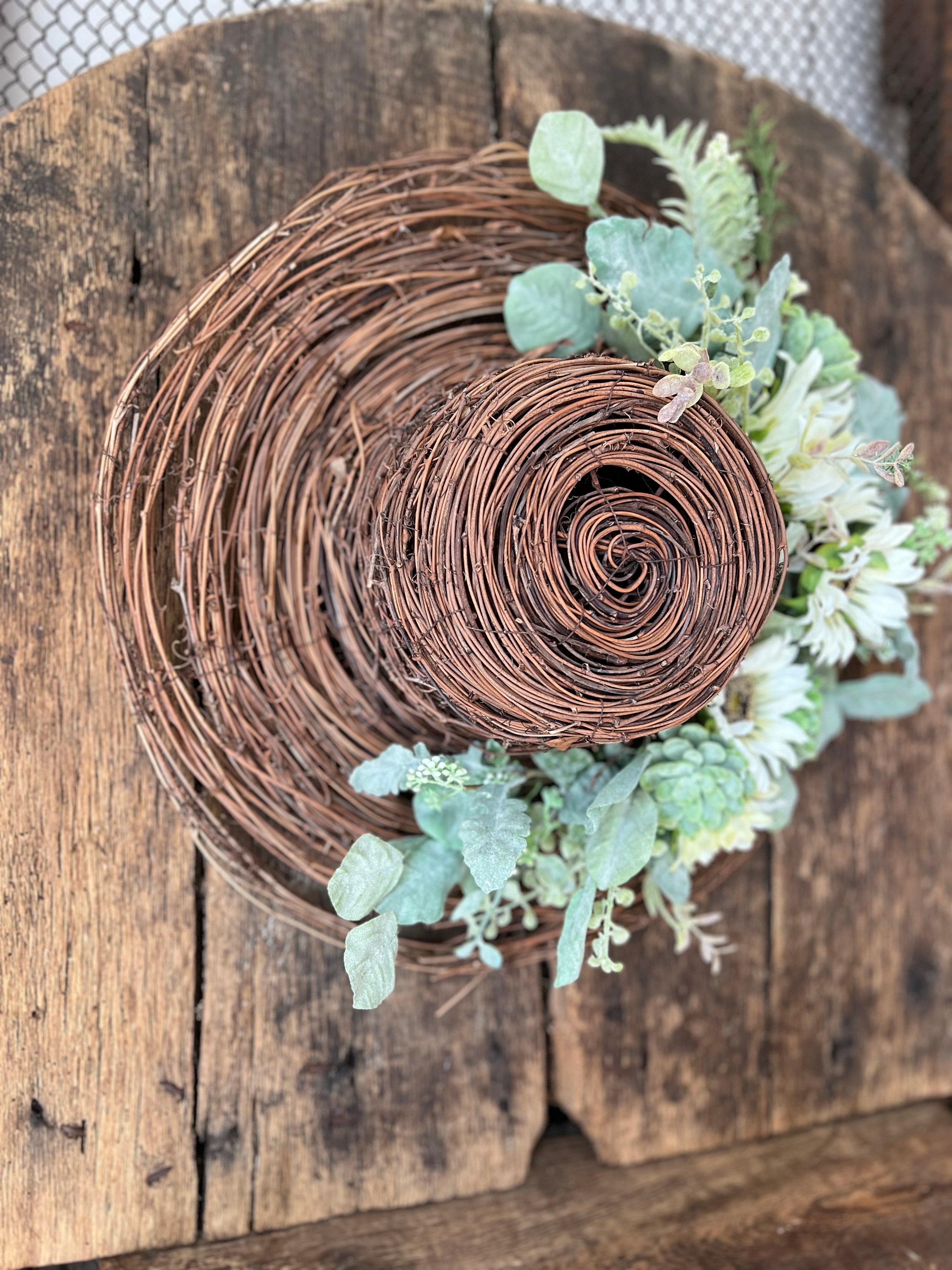 Vine Hat With Sunwashed Sunflowers Wall Hanging, Front Door Decor ...