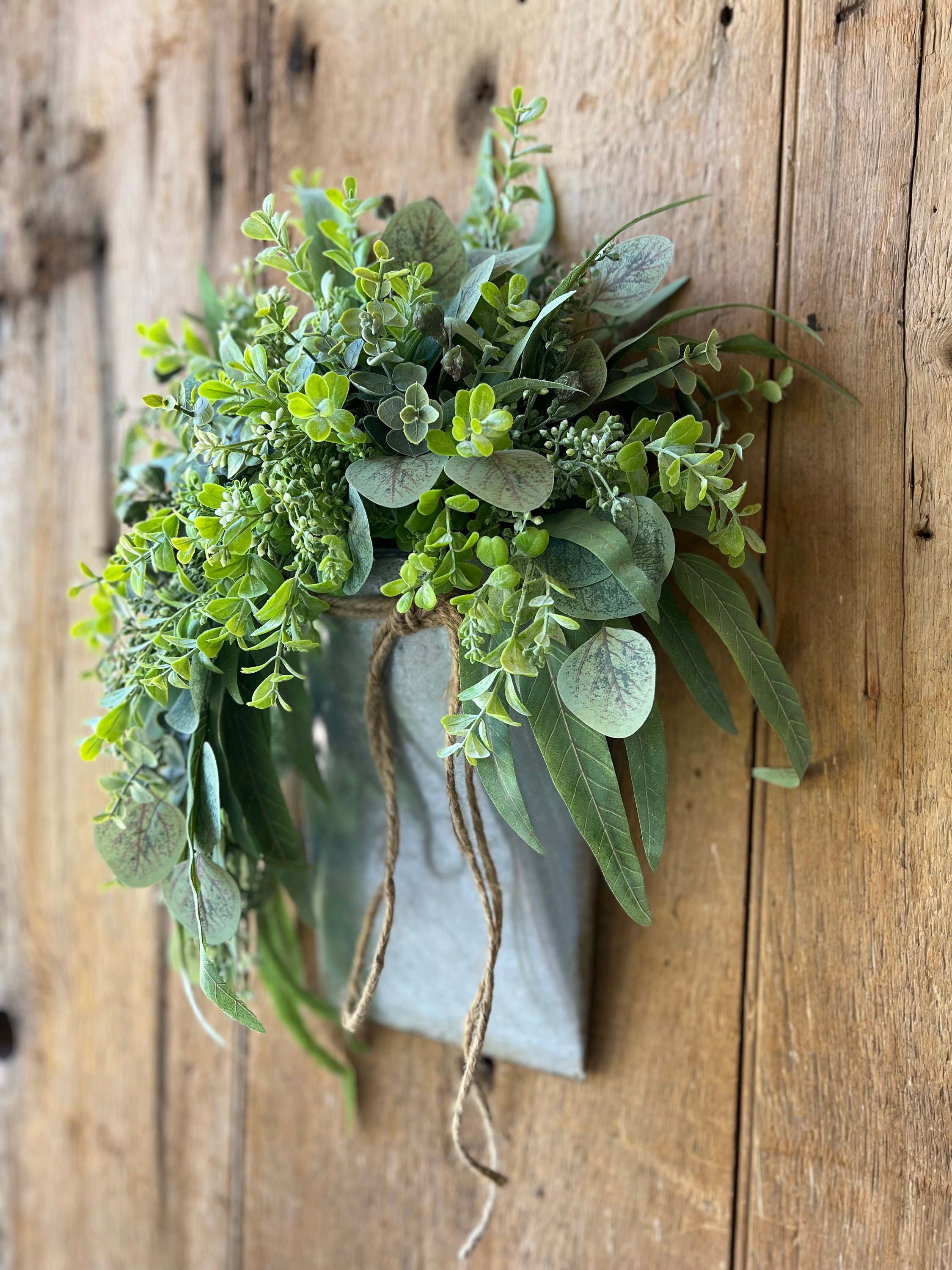 Mixed Eucalyptus Greenery Basket for Front Door, Everyday Greenery ...