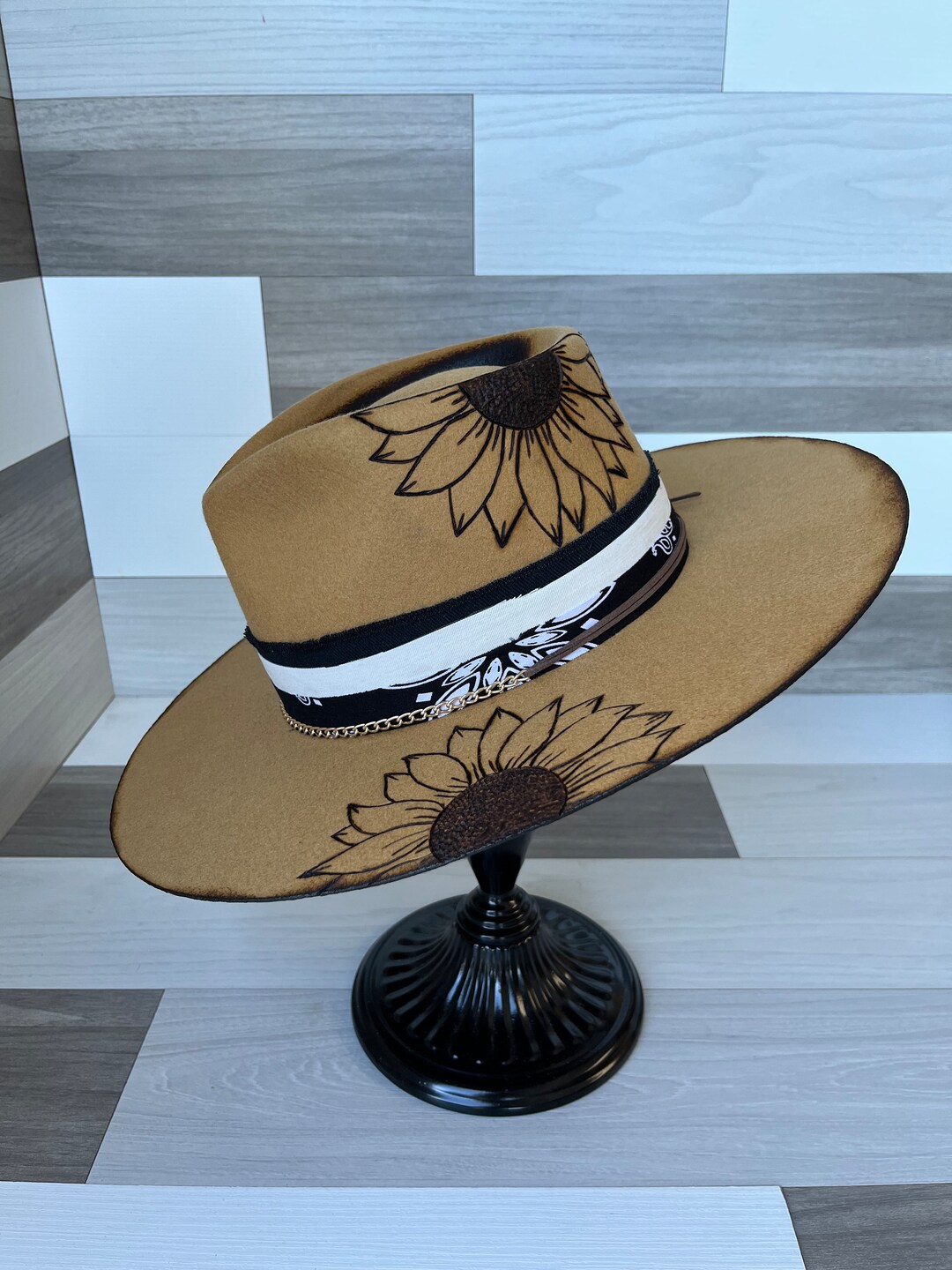 Smoked Sunflower | Custom Felt Hat, Western Hat, Wide Brim Hat, Cowboy ...