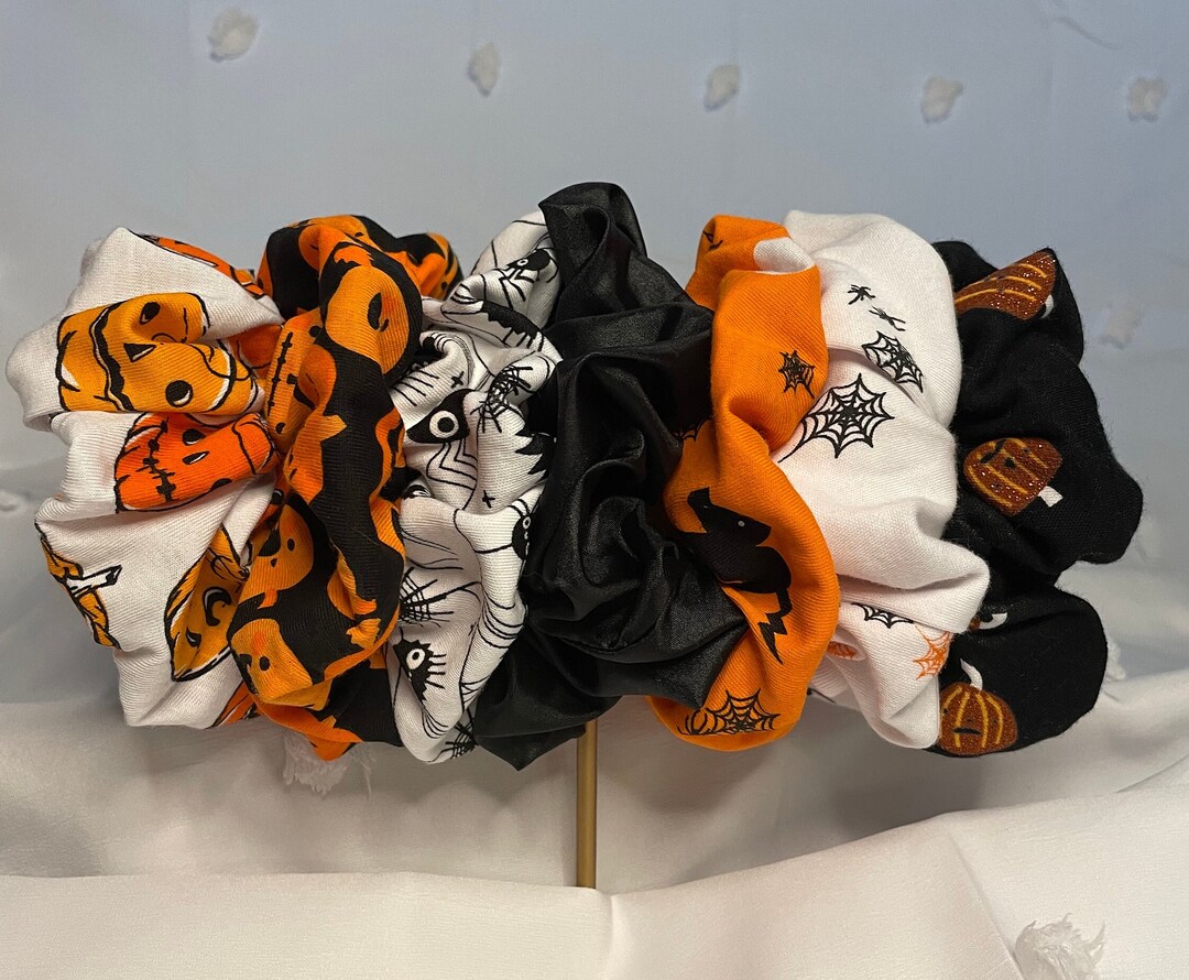 Halloween Scrunchies Hair Tie | Boo Basket Gift | Homemade Scrunchy ...