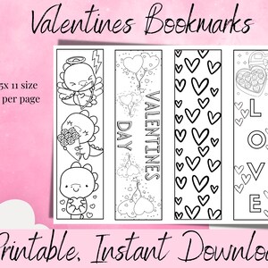 Printable Colouring Valentine Bookmarks - Set of 4 - Colouring ...
