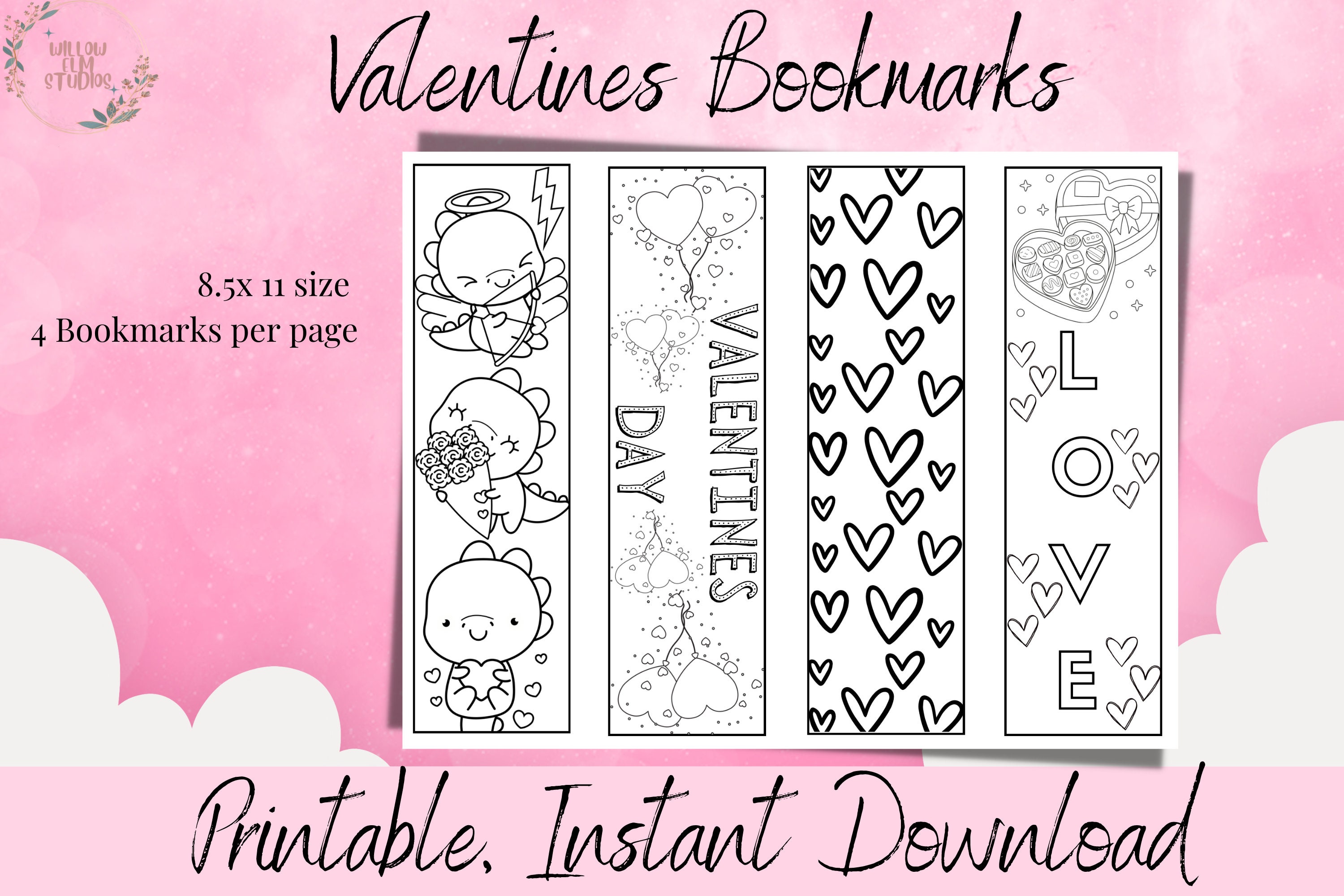 Printable Colouring Valentine Bookmarks - Set of 4 - Colouring ...