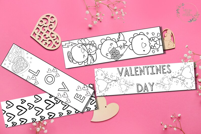 Printable Colouring Valentine Bookmarks - Set of 4 - Colouring ...