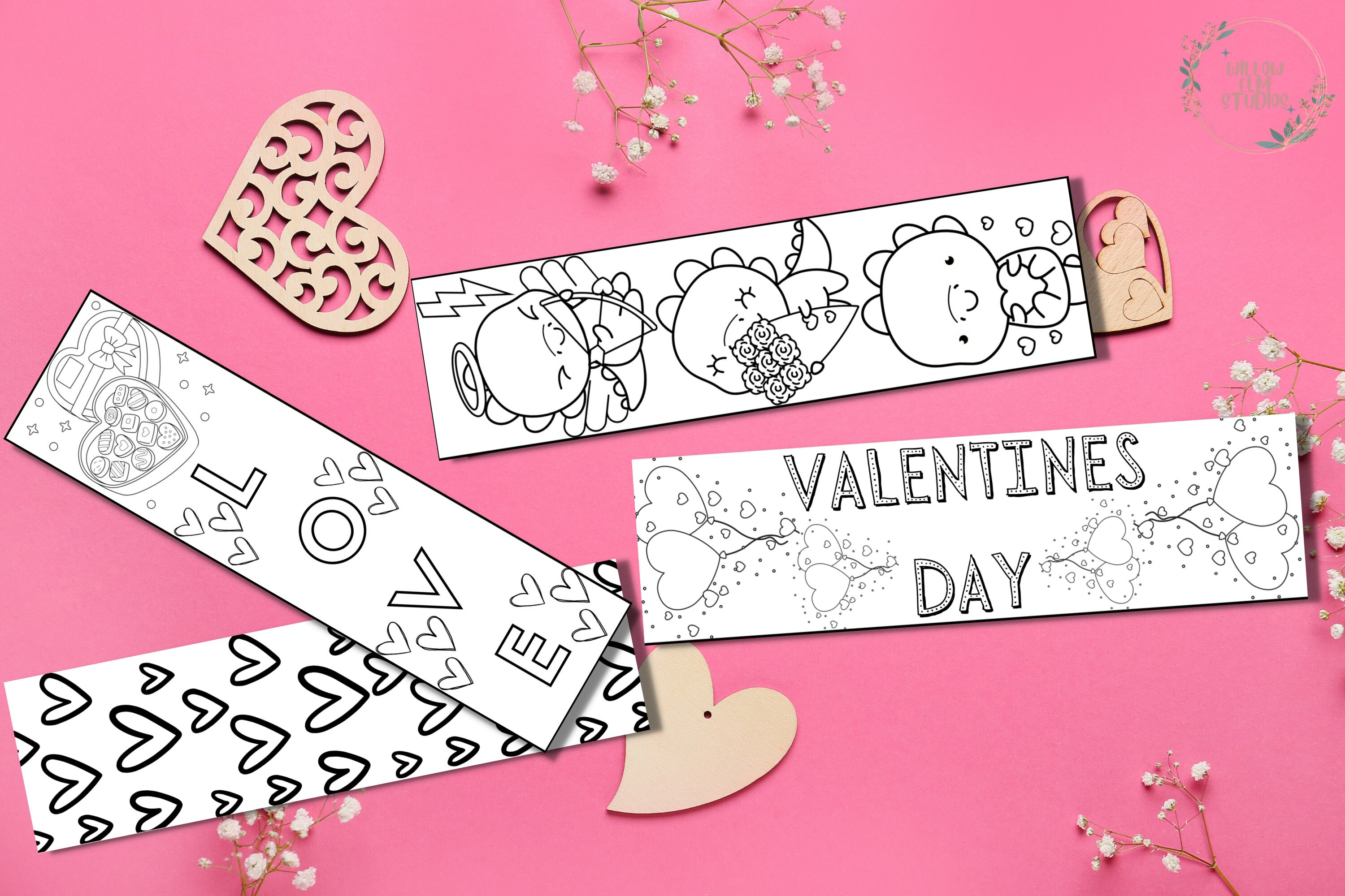 Printable Colouring Valentine Bookmarks - Set of 4 - Colouring ...