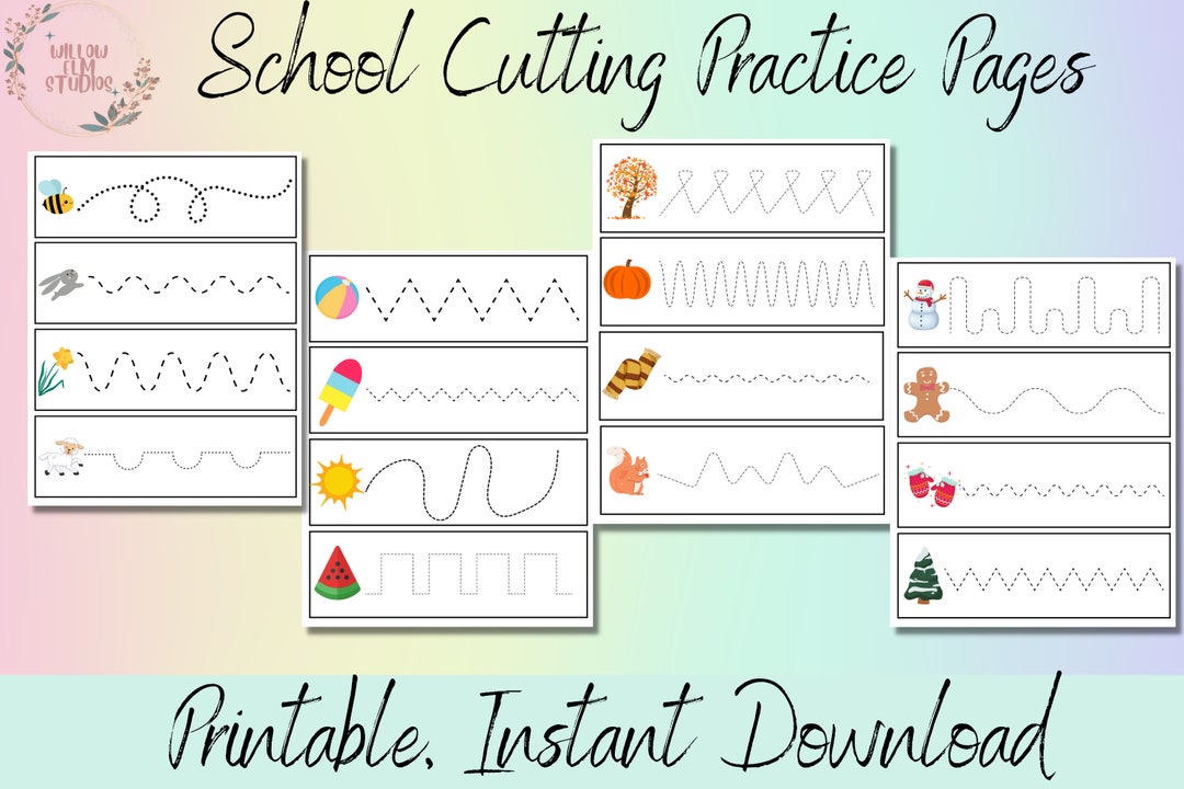 Practice Cutting Pages, Digital Download, Printable, School Activities ...
