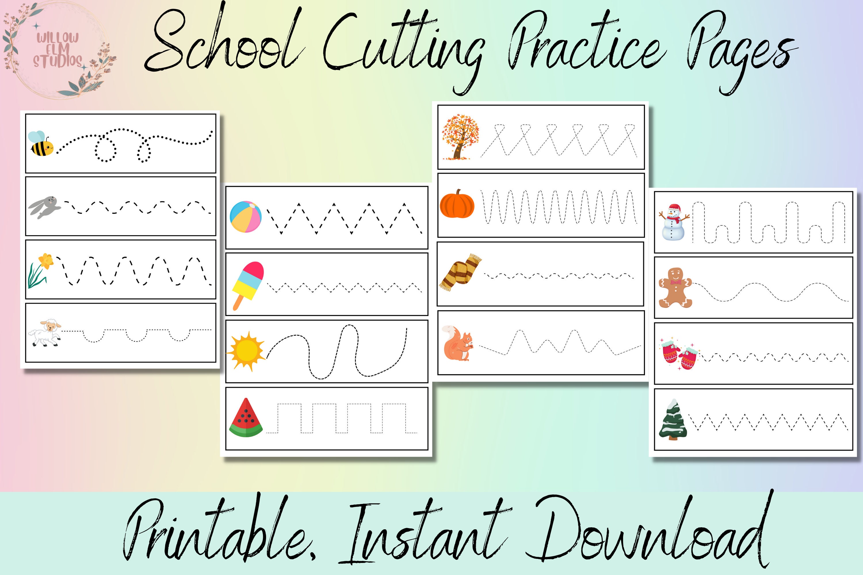 Practice Cutting Pages, Digital Download, Printable, School Activities ...