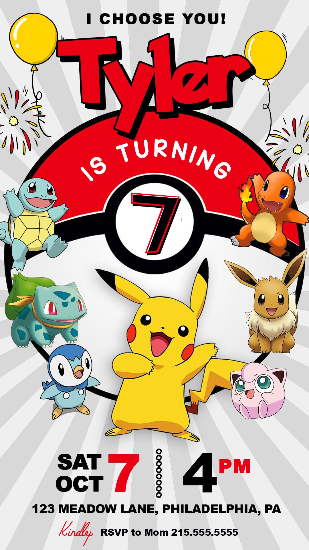 Pokemon Birthday Invitation Digital, Pokemon Evite, Pikachu Invite ...