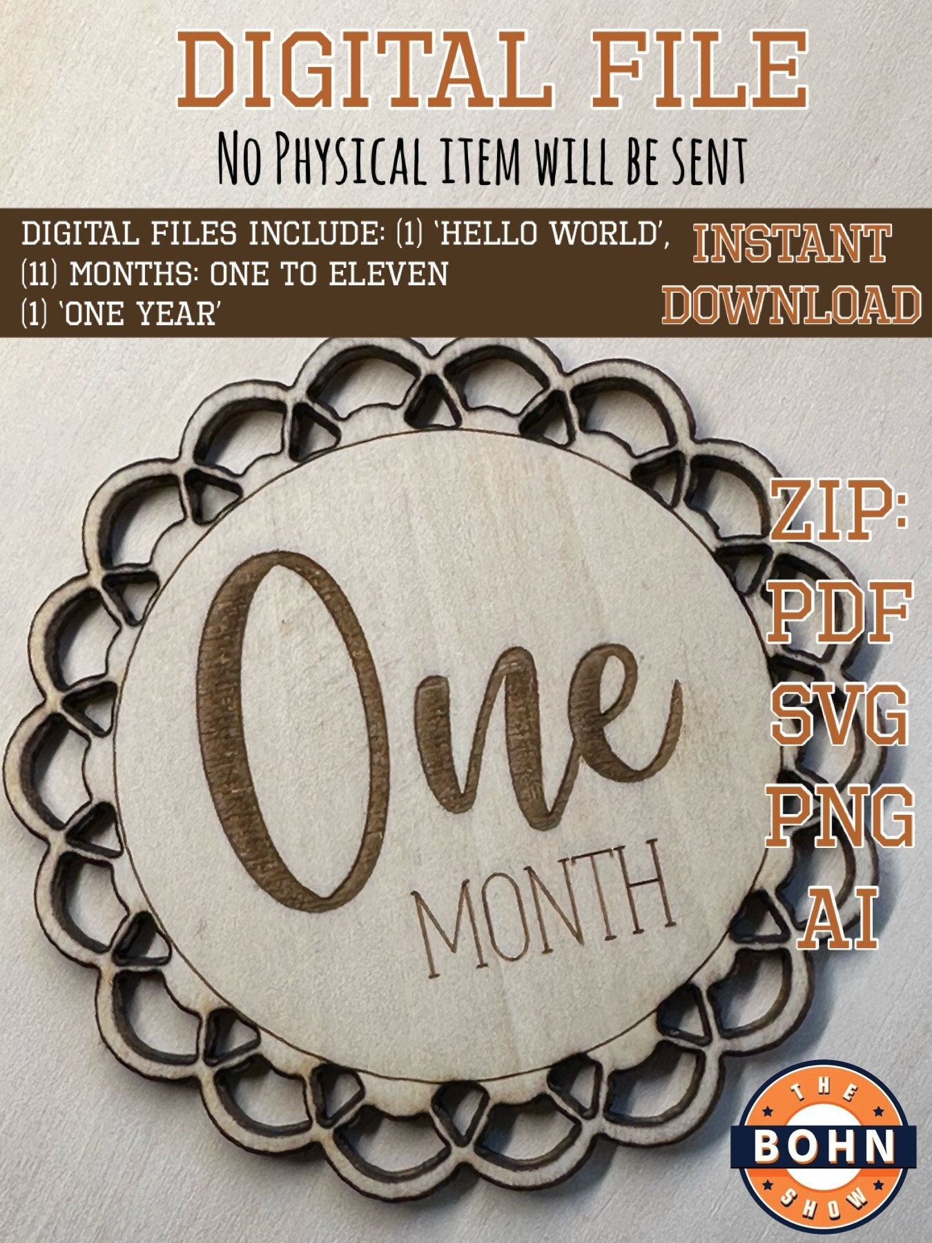 Month Markers for Baby Photo Props Digital Download File for Monthly ...