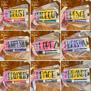 Personalized Name Dry Erase White Board Eraser & Marker Teacher Gift ...