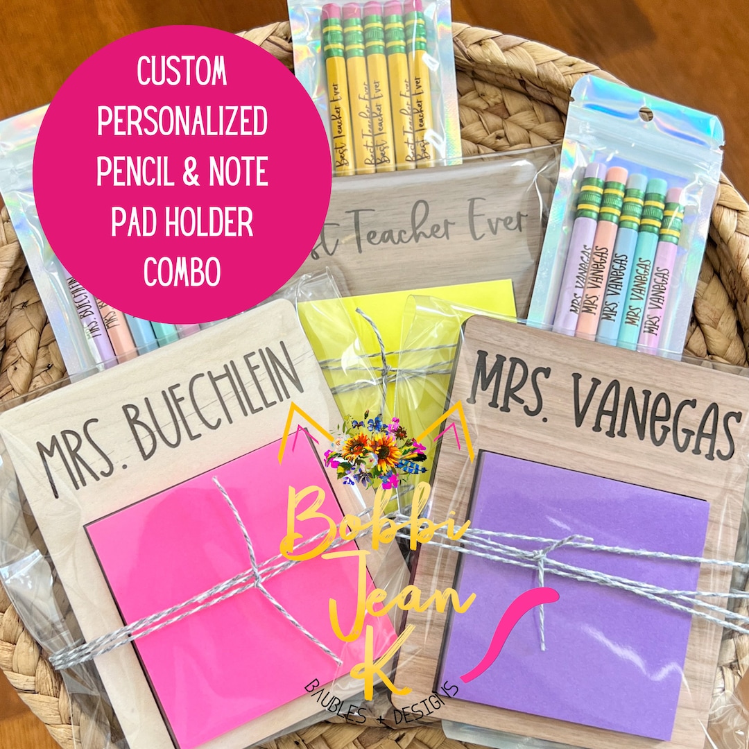 Custom Personalized Pencils & Sticky Note Holder, Personalized Pencils ...