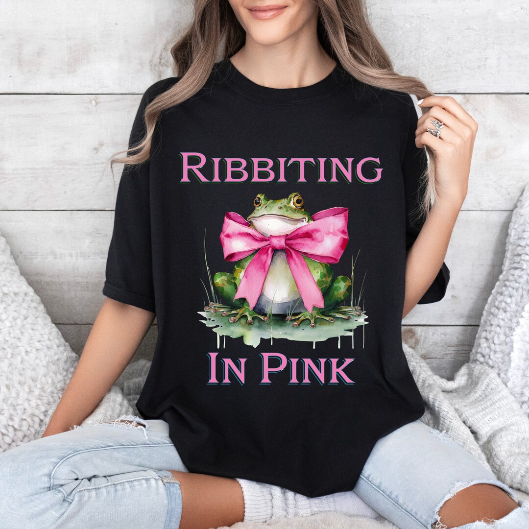 Frog Coquette Shirt Frog With Pink Bow Coquette Aesthetic Frog Lover ...