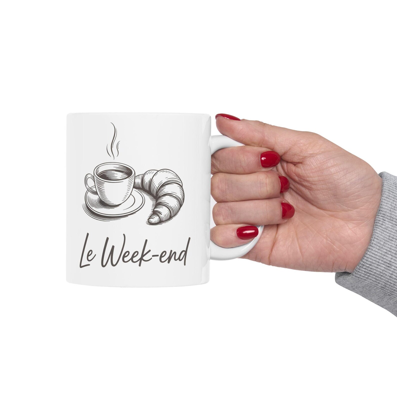 Le Weekend Mug French Coffee and Croissant Mug Parisian Brunch ...