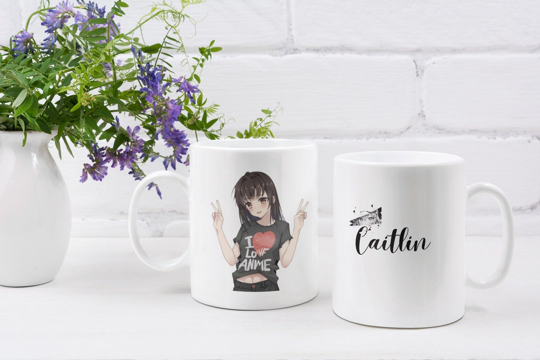 Personalized Anime Girl Love Anime Ceramic Mug 11oz Custom Name Anime ...