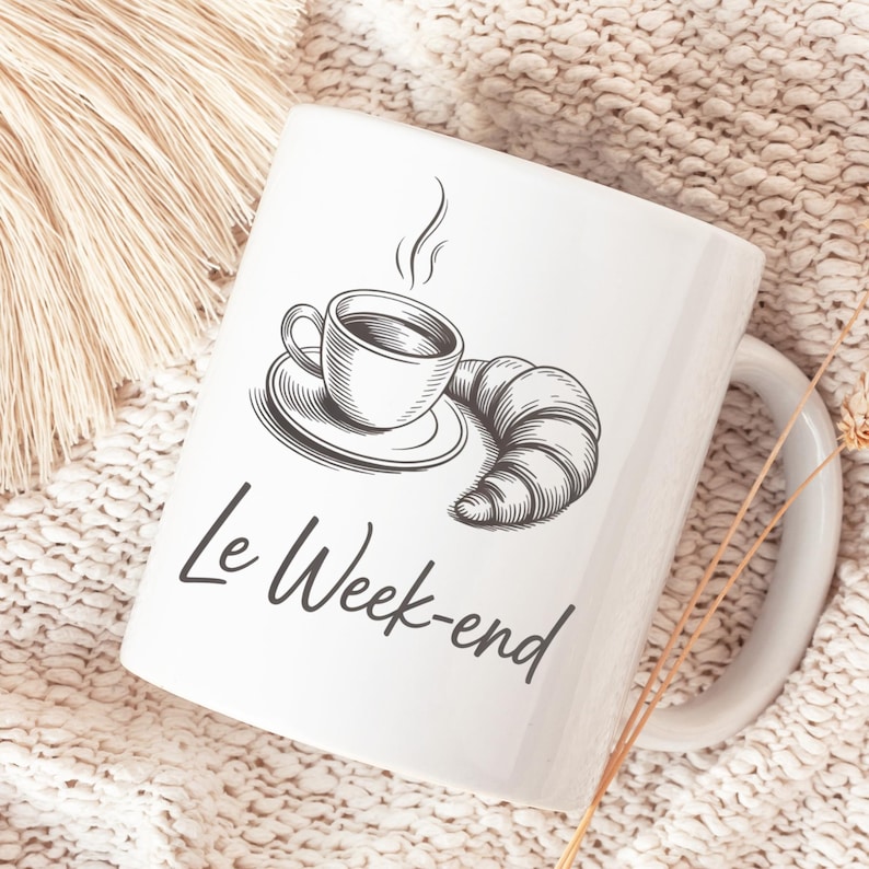 Le Weekend Mug French Coffee and Croissant Mug Parisian Brunch ...