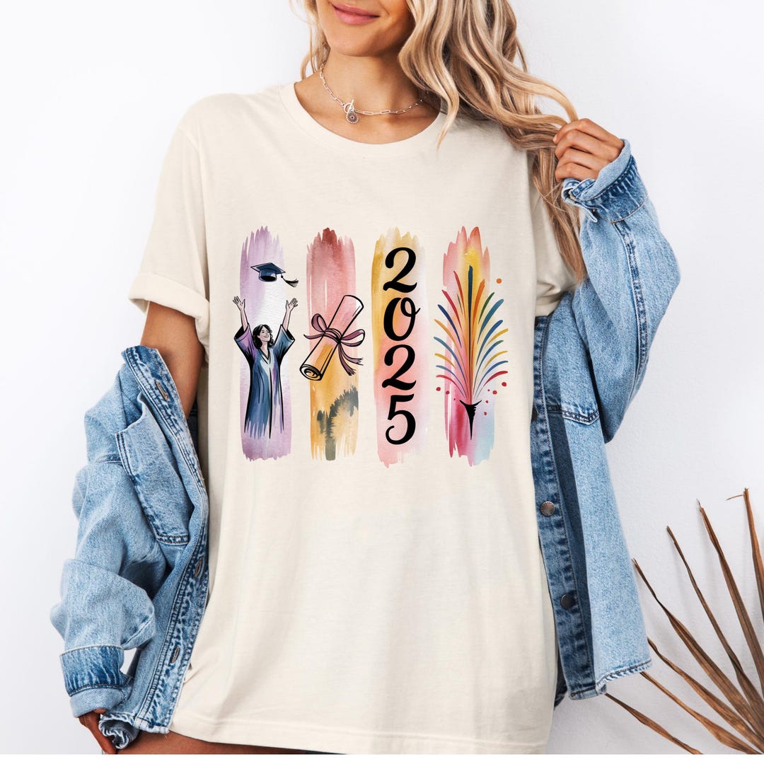 2025 Graduation Tee, Watercolor Brushstroke Grad Gift, Comfort Colors ...