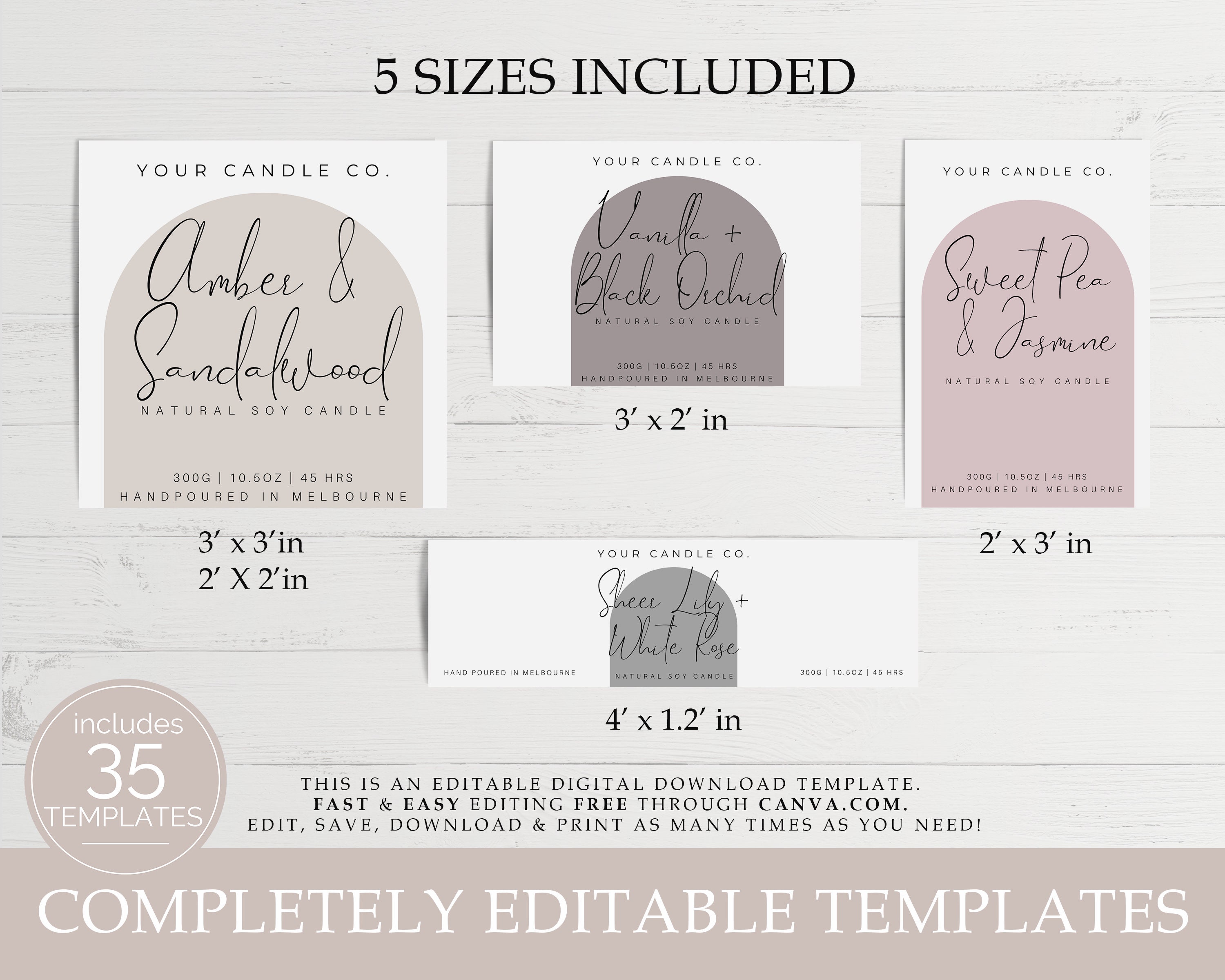 Candle Label Template | Modern Style Candle Label | 7 Colours ...