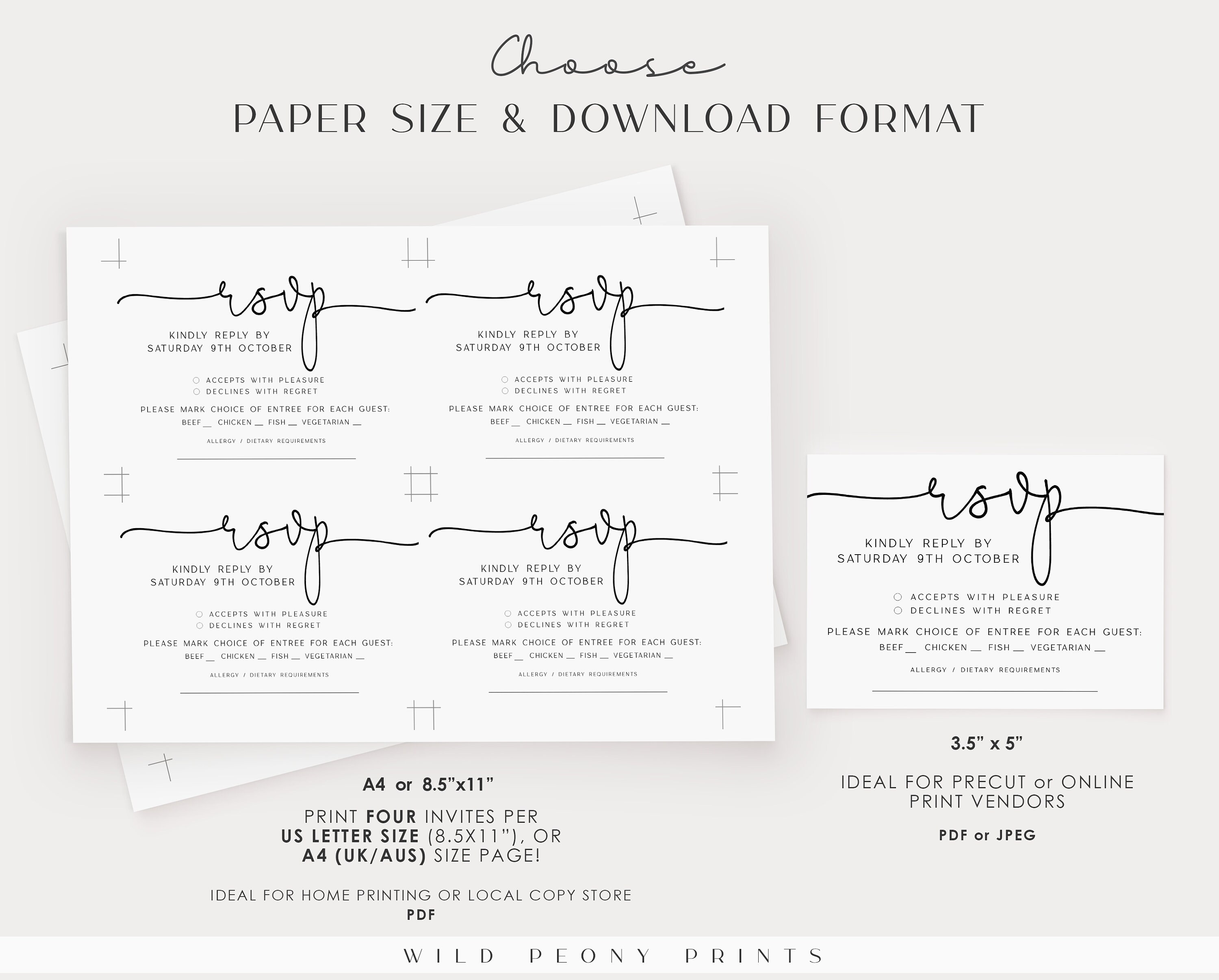 RSVP Card Template | Editable RSVP Card | Please Reply | Invitation ...