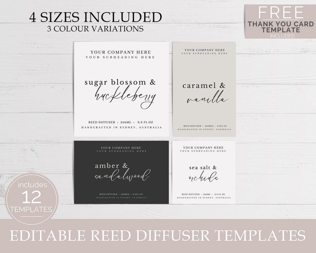 Editable Reed Diffuser Label | Reed Diffuser Labels | Canva Reed ...