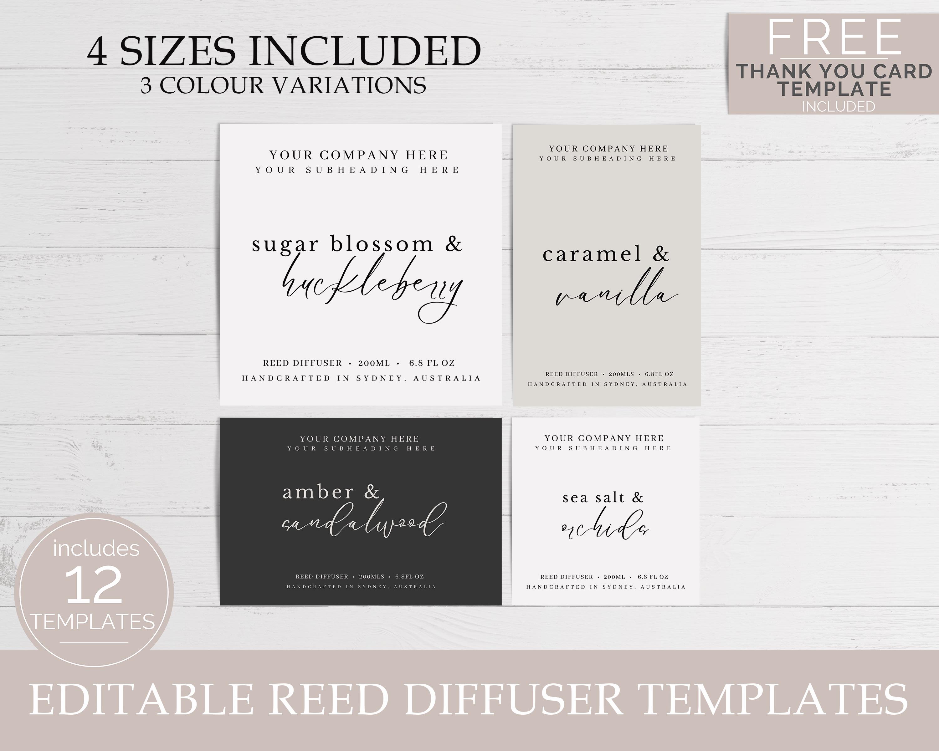 Editable Reed Diffuser Label | Reed Diffuser Labels | Canva Reed ...