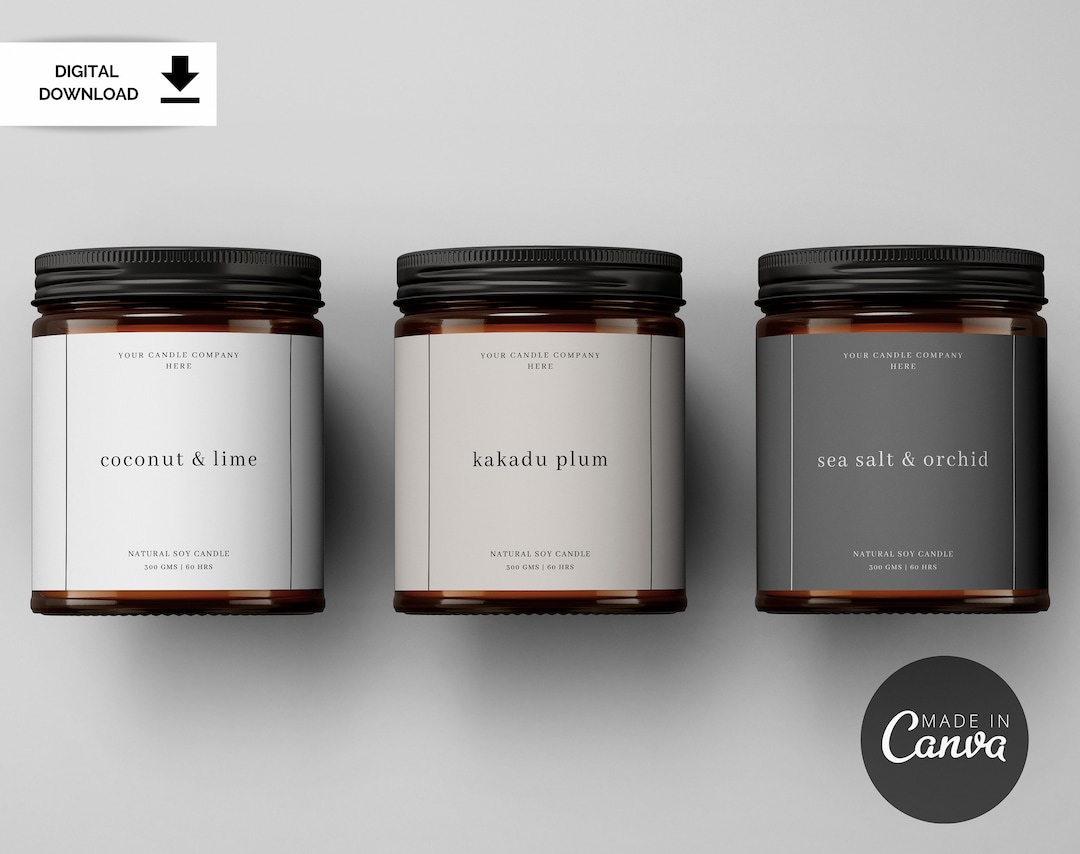 Editable Candle Label Template | Minimal Style Candle Label ...