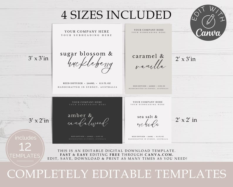 Editable Reed Diffuser Label | Reed Diffuser Labels | Canva Reed ...