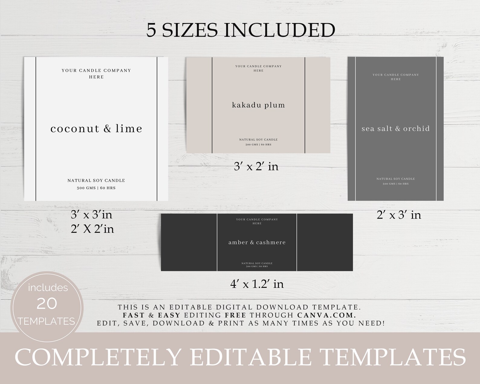 Editable Candle Label Template | Minimal Style Candle Label ...