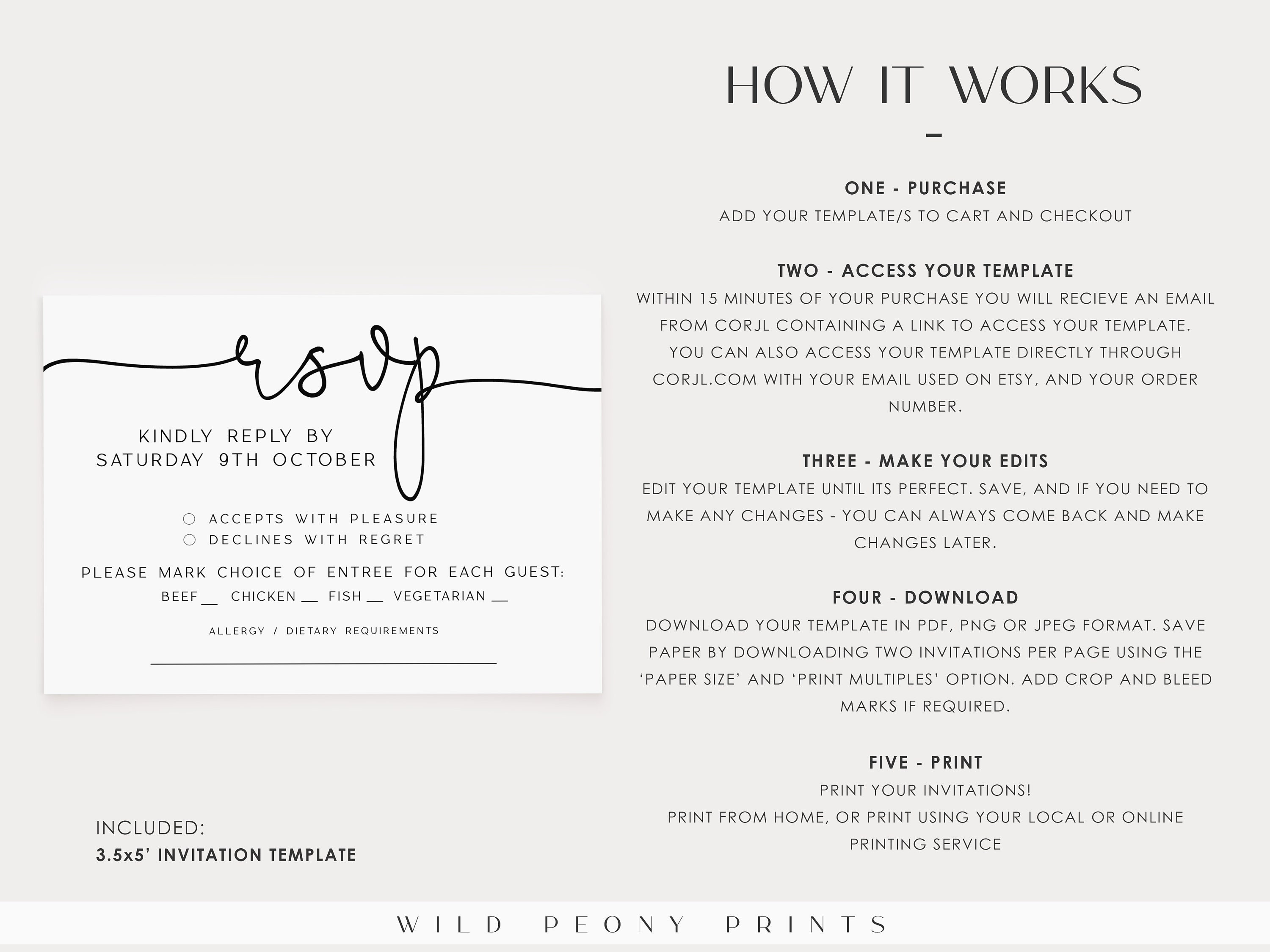 RSVP Card Template | Editable RSVP Card | Please Reply | Invitation ...